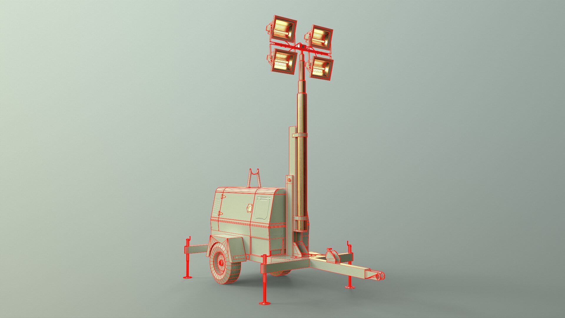 Mobile Light Tower Generator B - Grey 3D Model by PBR Cool