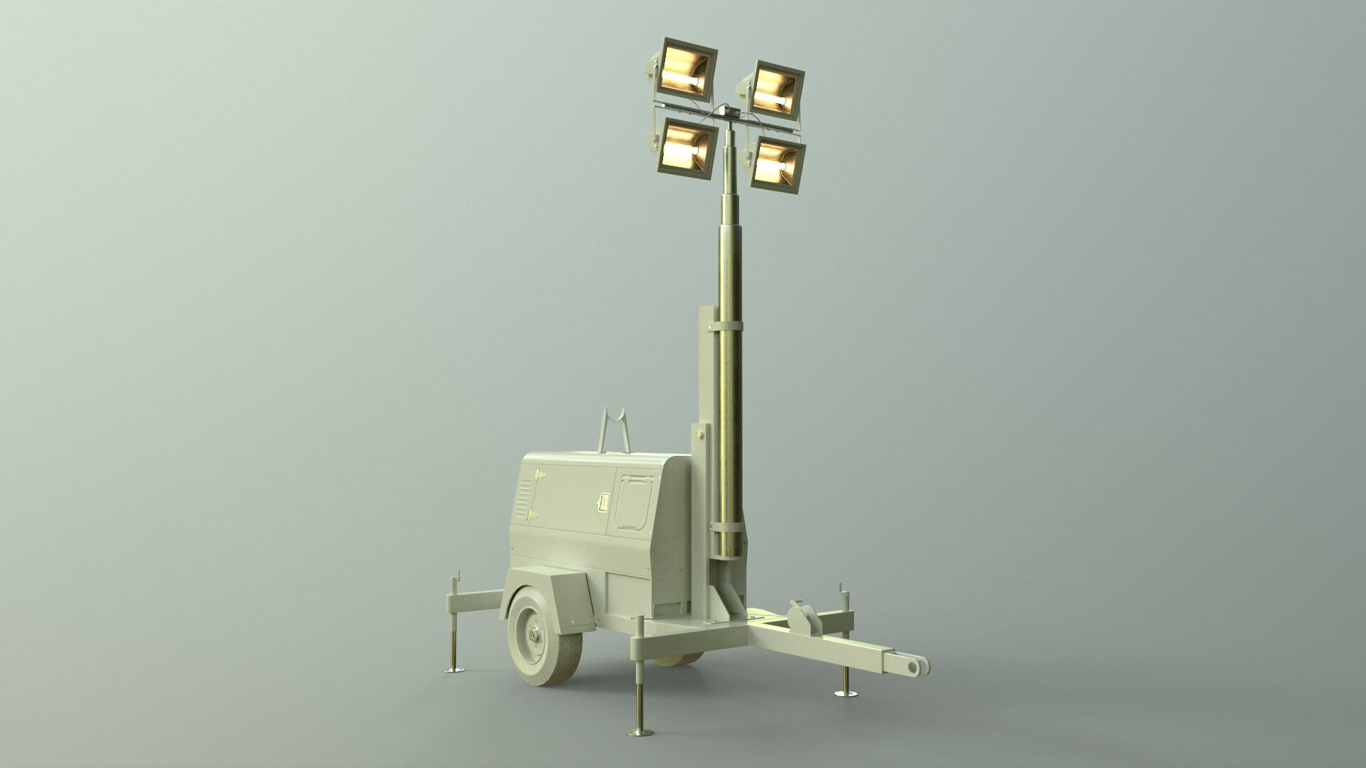 Mobile Light Tower Generator B - White 3D Model by PBR Cool