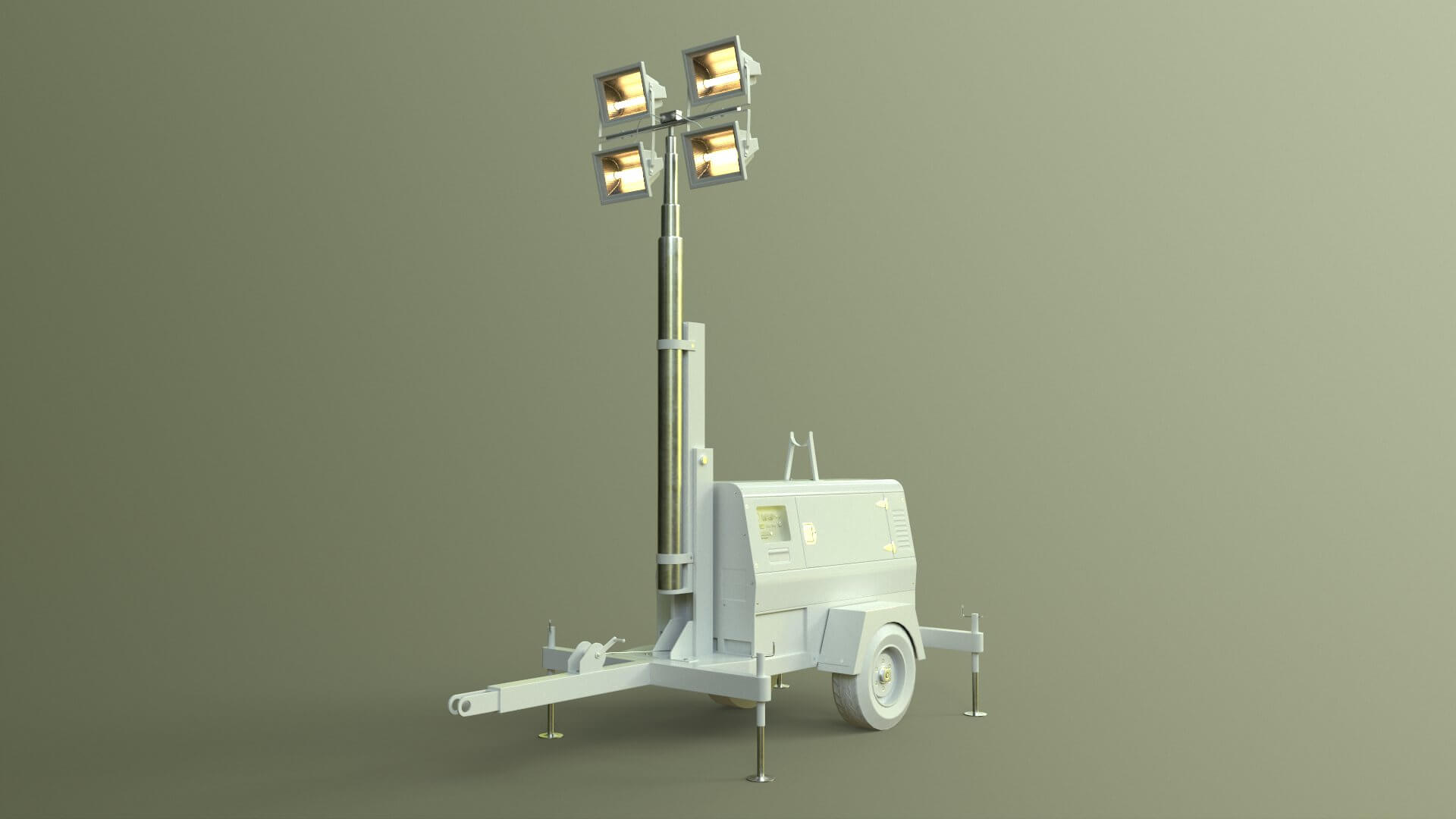 Mobile Light Tower Generator B - White 3D Model by PBR Cool