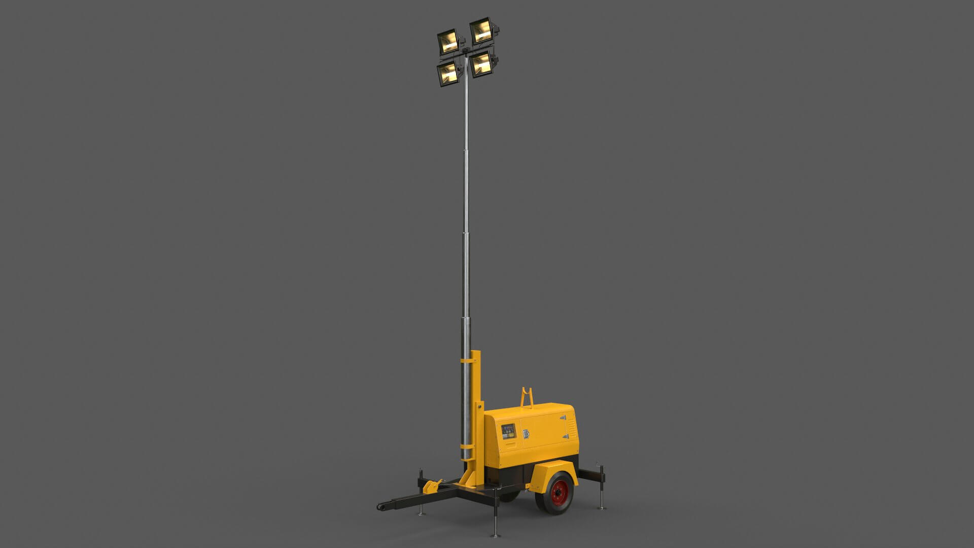 Mobile Light Tower Generator B - Yellow 3D Model by PBR Cool