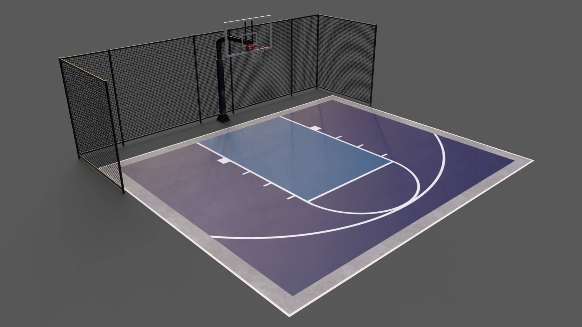 Modular Outdoor Basketball Court B - 3D Model by PBR Cool