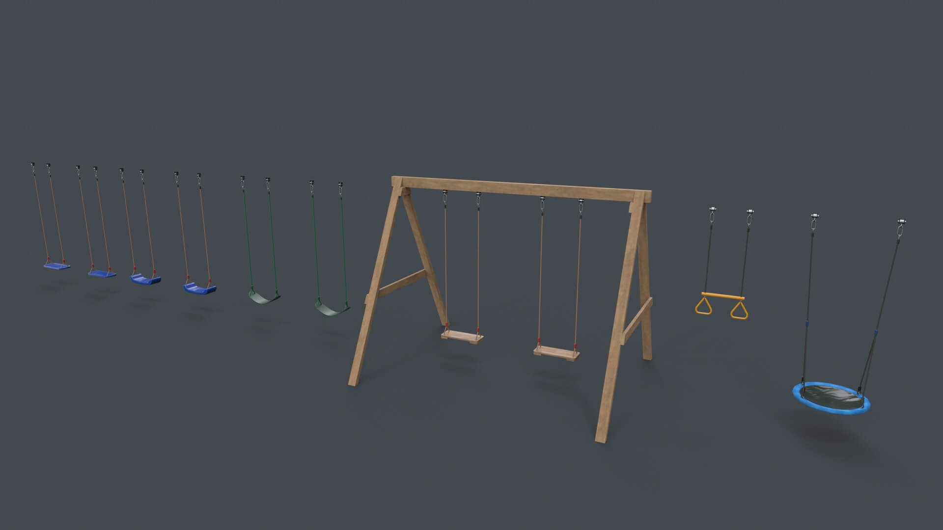 Modular Outdoor Playground Swing Sets B - 3D Model by PBR Cool