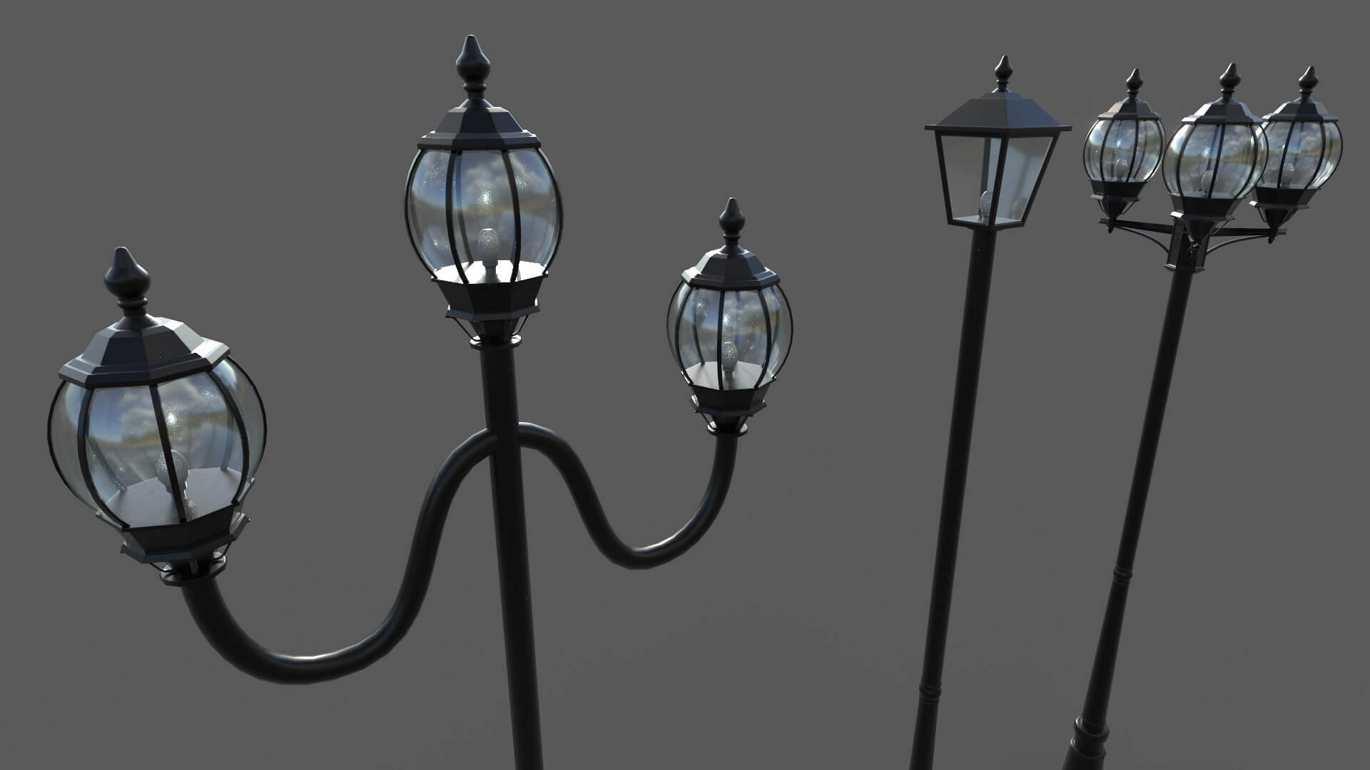 Outdoor Street Lamp Post - 3D Model by PBR Cool