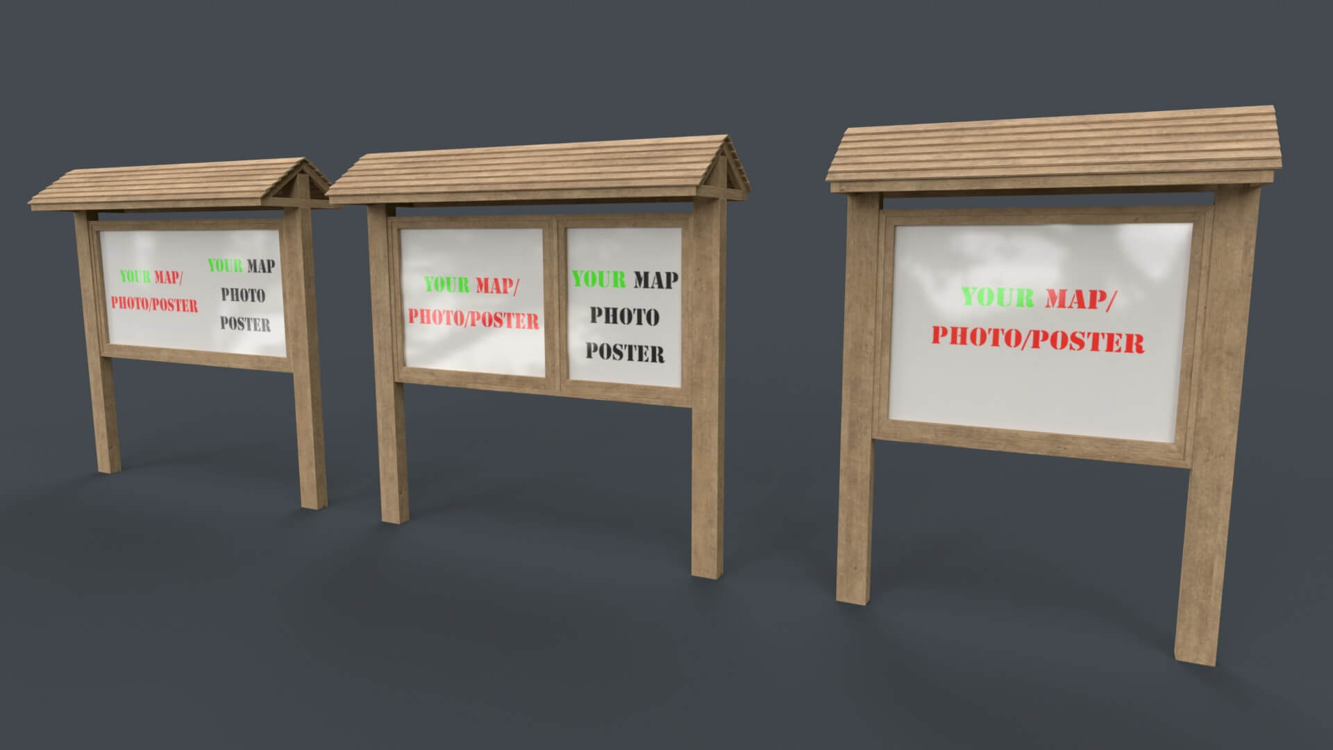 Outdoor Wooden Notice Board A - 3D Model by PBR Cool