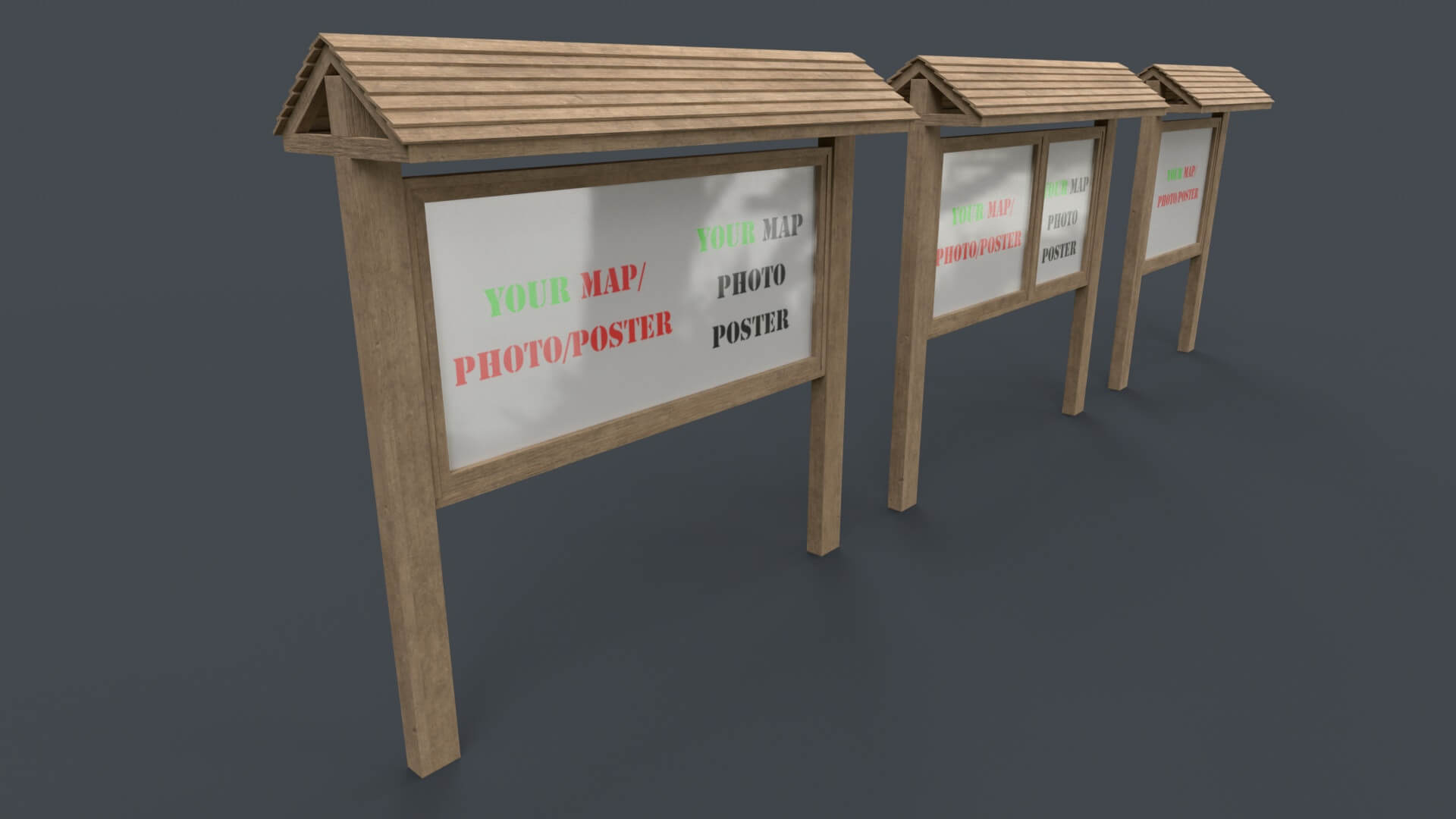 Outdoor Wooden Notice Board A - 3D Model by PBR Cool