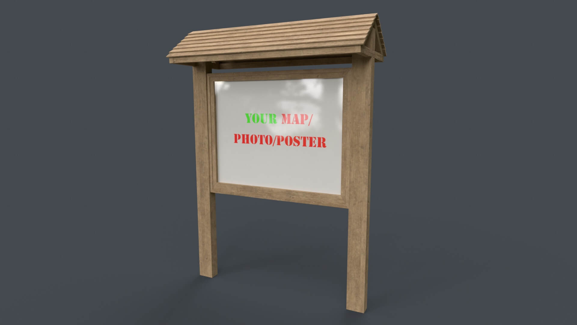 Outdoor Wooden Notice Board A - 3D Model by PBR Cool
