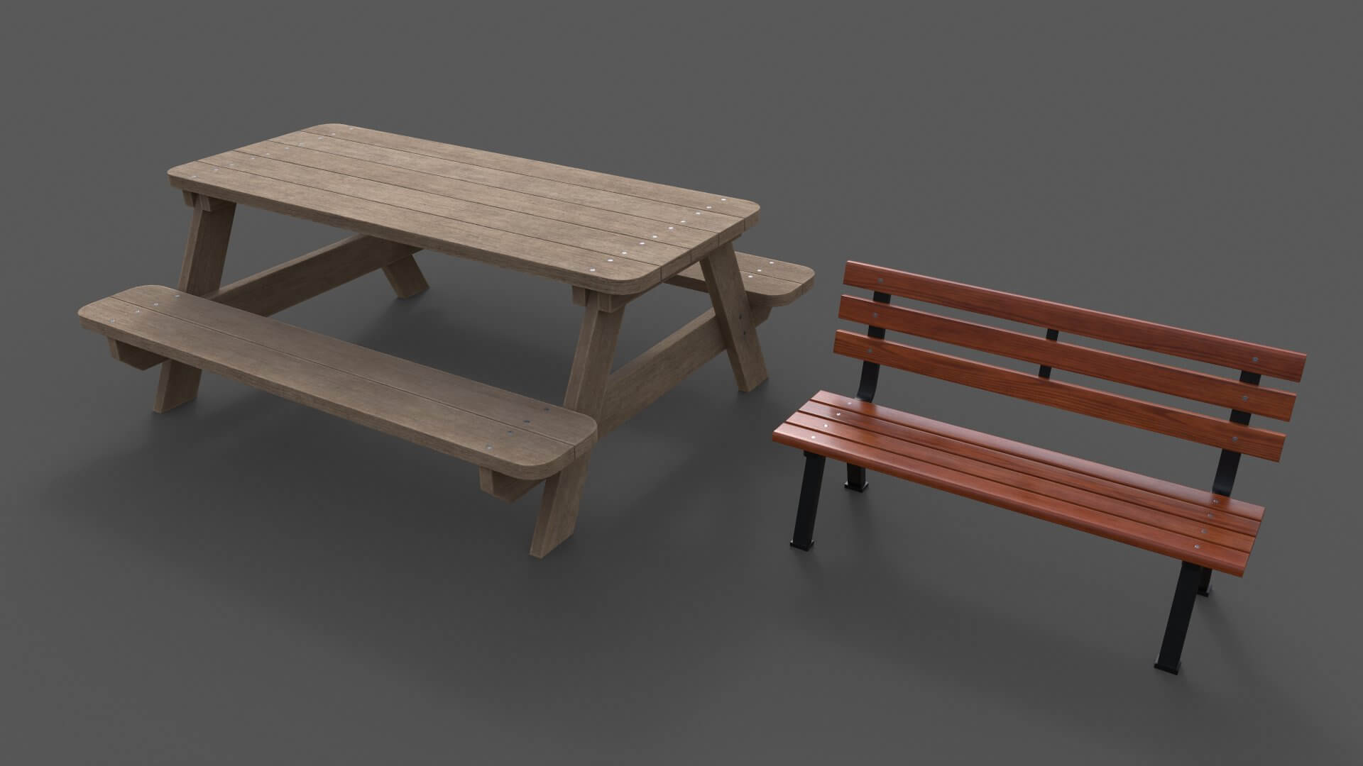 Picnic Table and Park Bench - 3D Model by PBR Cool