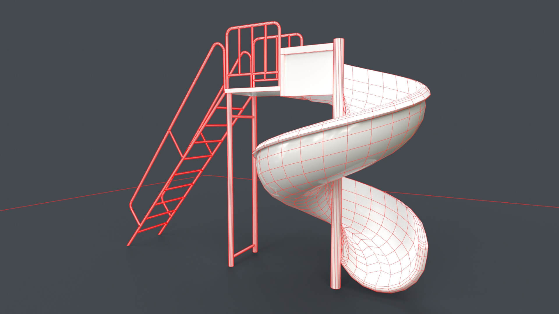 Modular Outdoor Spiral Tube Slide C - 3D Model by PBR Cool