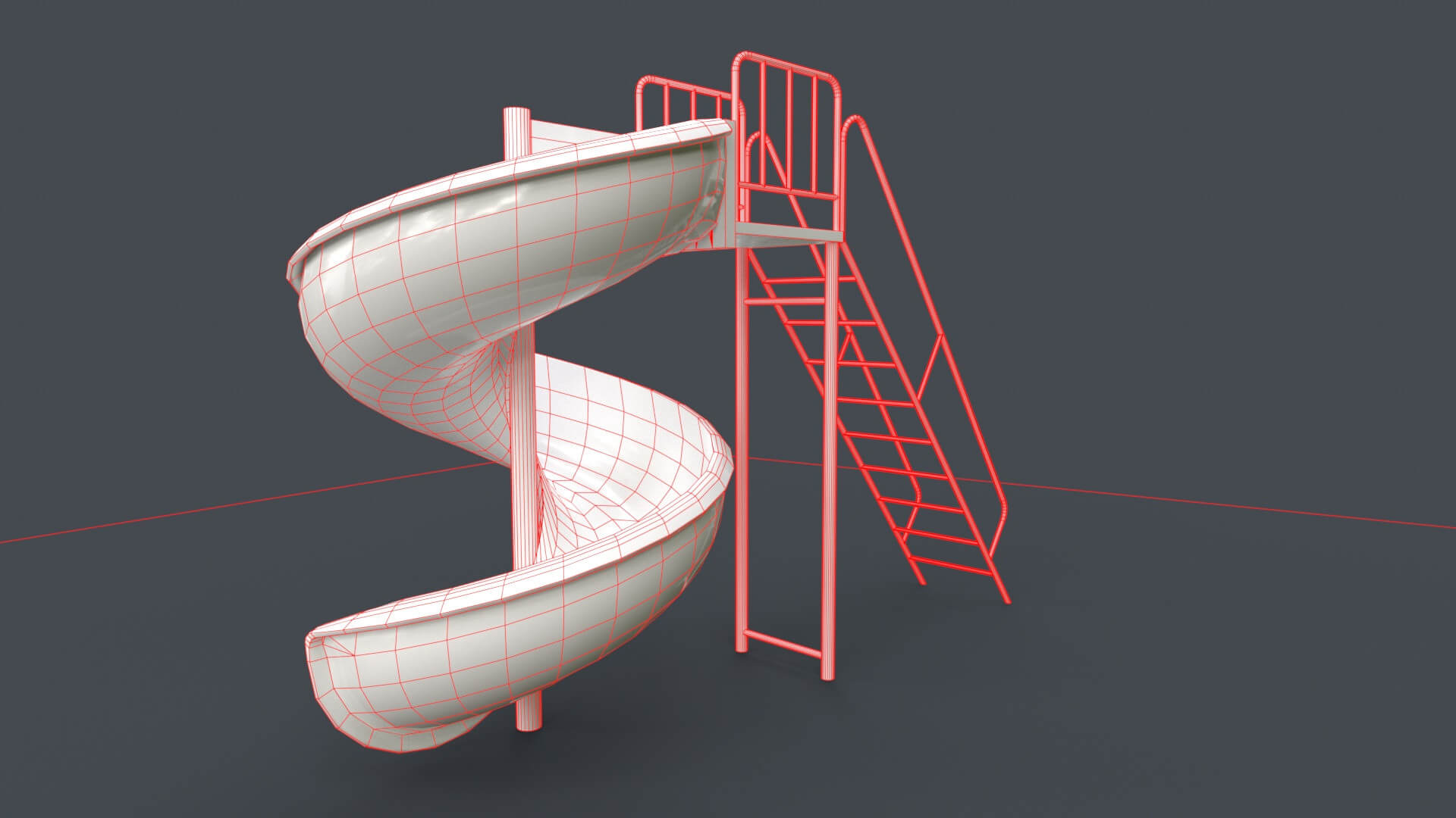Modular Outdoor Spiral Tube Slide C - 3D Model by PBR Cool