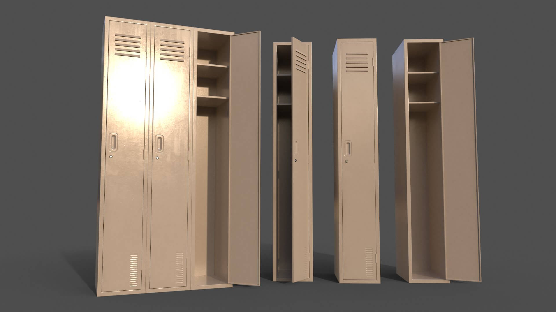 School Gym Locker 03 - Multi Color Pack 3D Model by PBR Cool