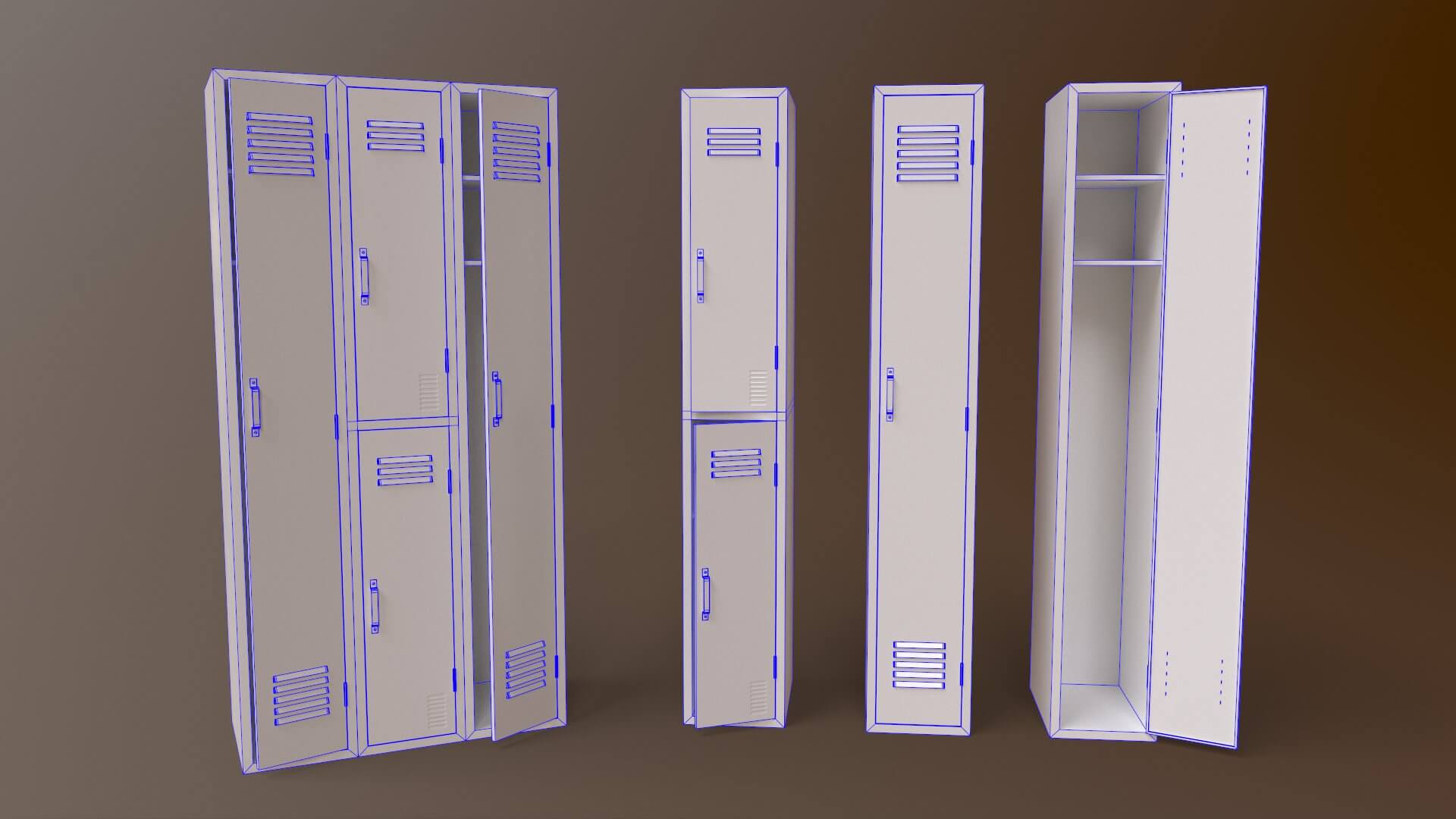 School Gym Locker 04 - Blue Sea 3D Model by PBR Cool