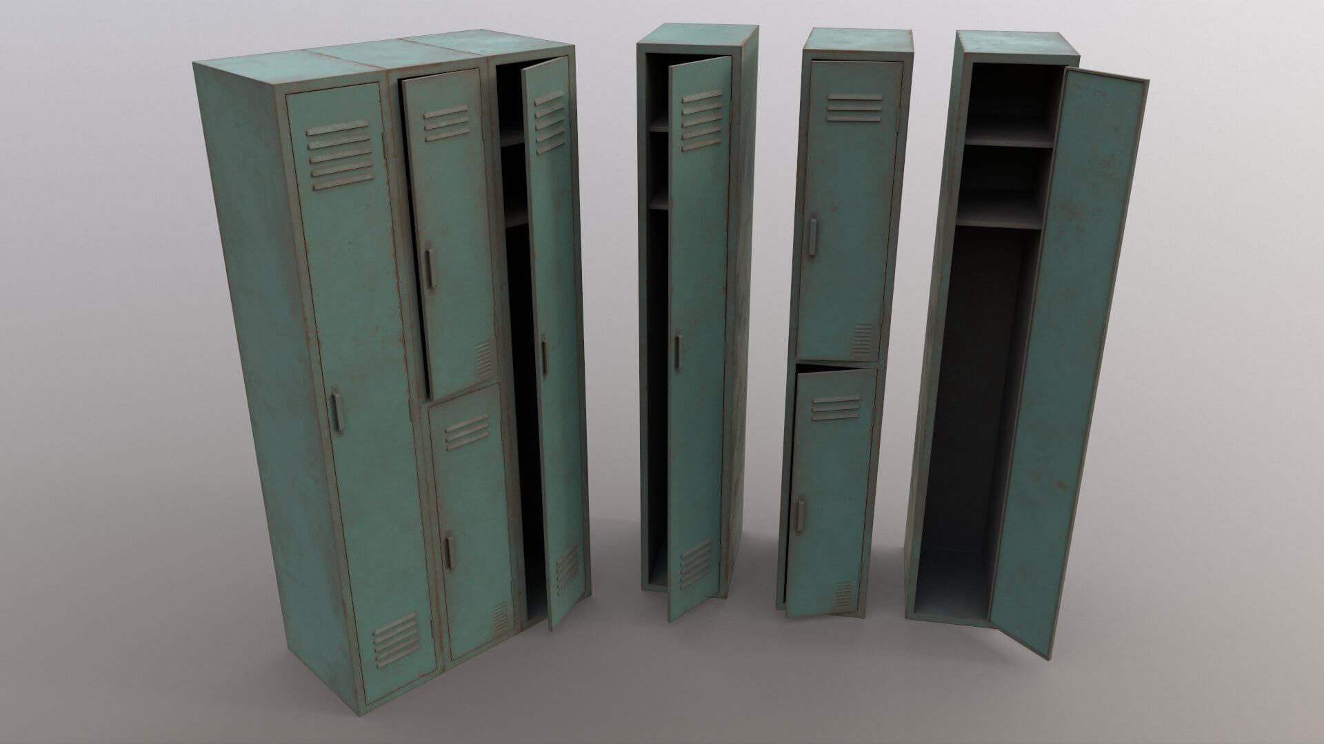 School Gym Locker 04 - Green Light 3D Model by PBR Cool