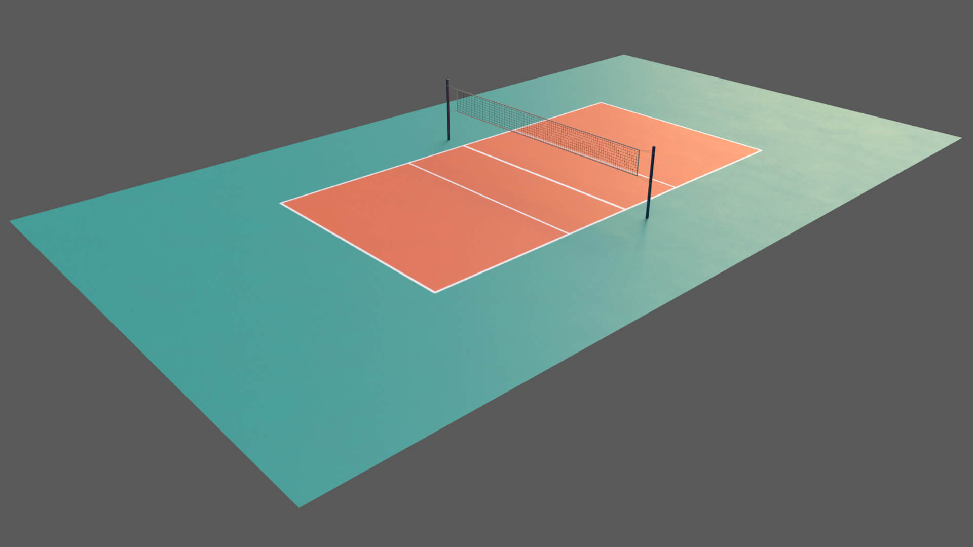 Volleyball Court Floor and Net - 3D Model by PBR Cool