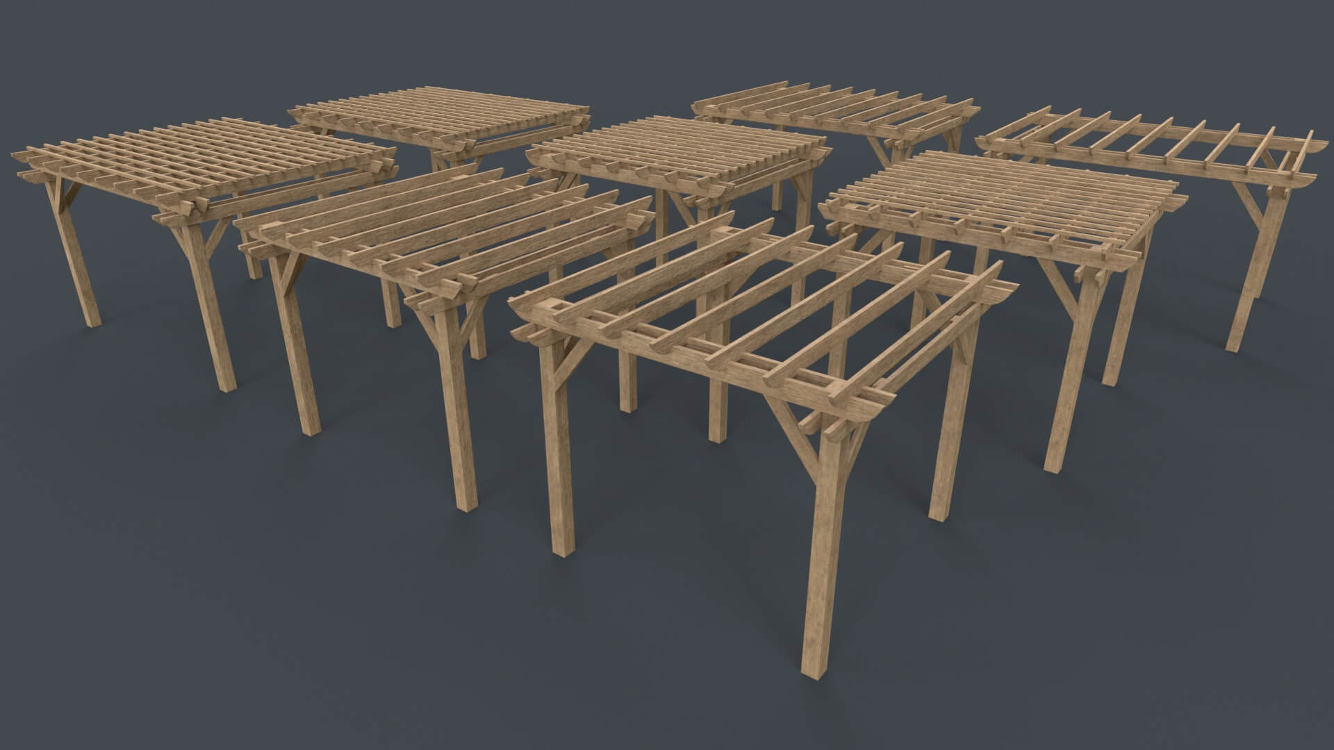 Wooden Pergola Gazebo C3 - 3D Model by PBR Cool
