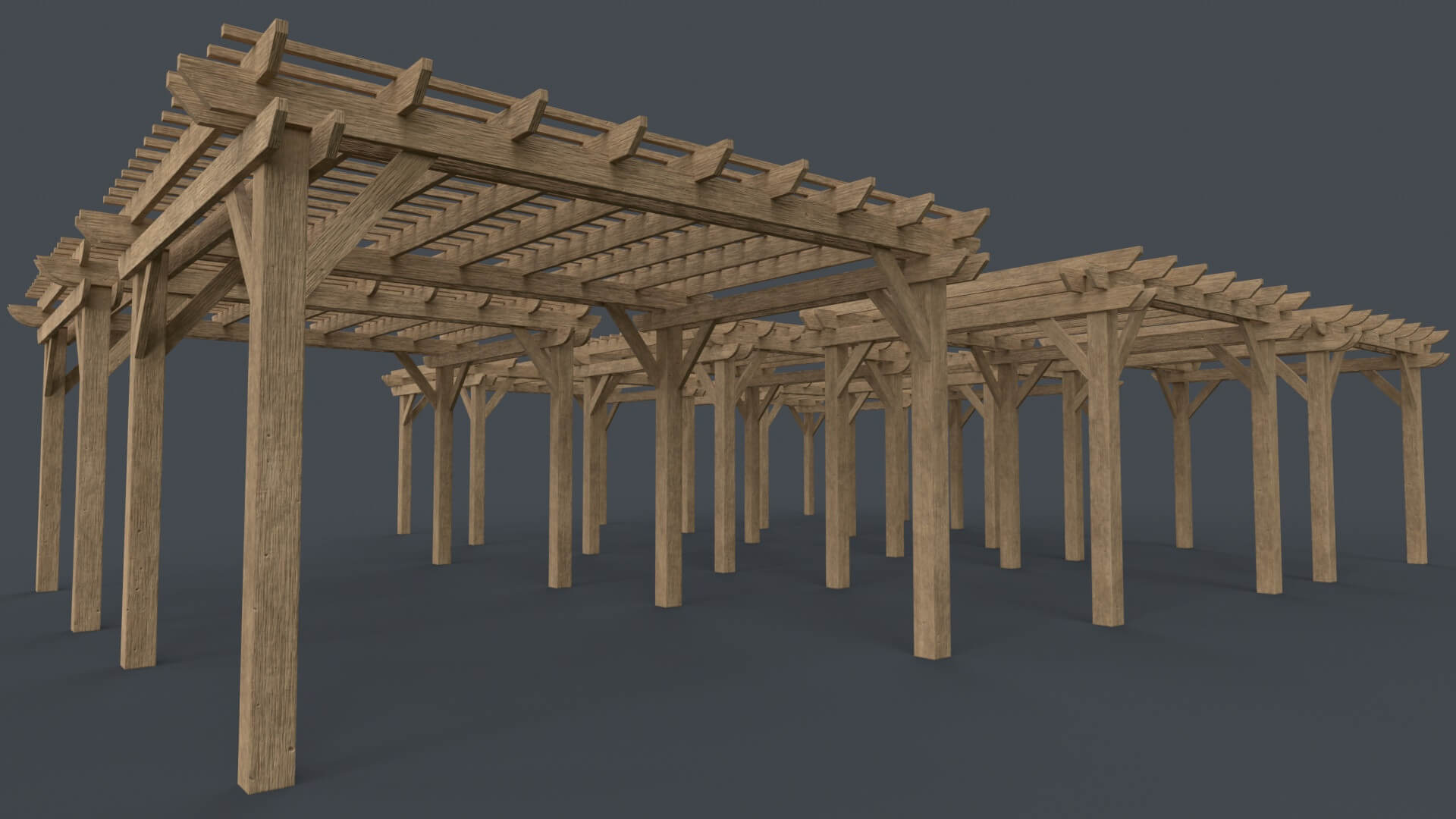 Wooden Pergola Gazebo C3 - 3D Model by PBR Cool
