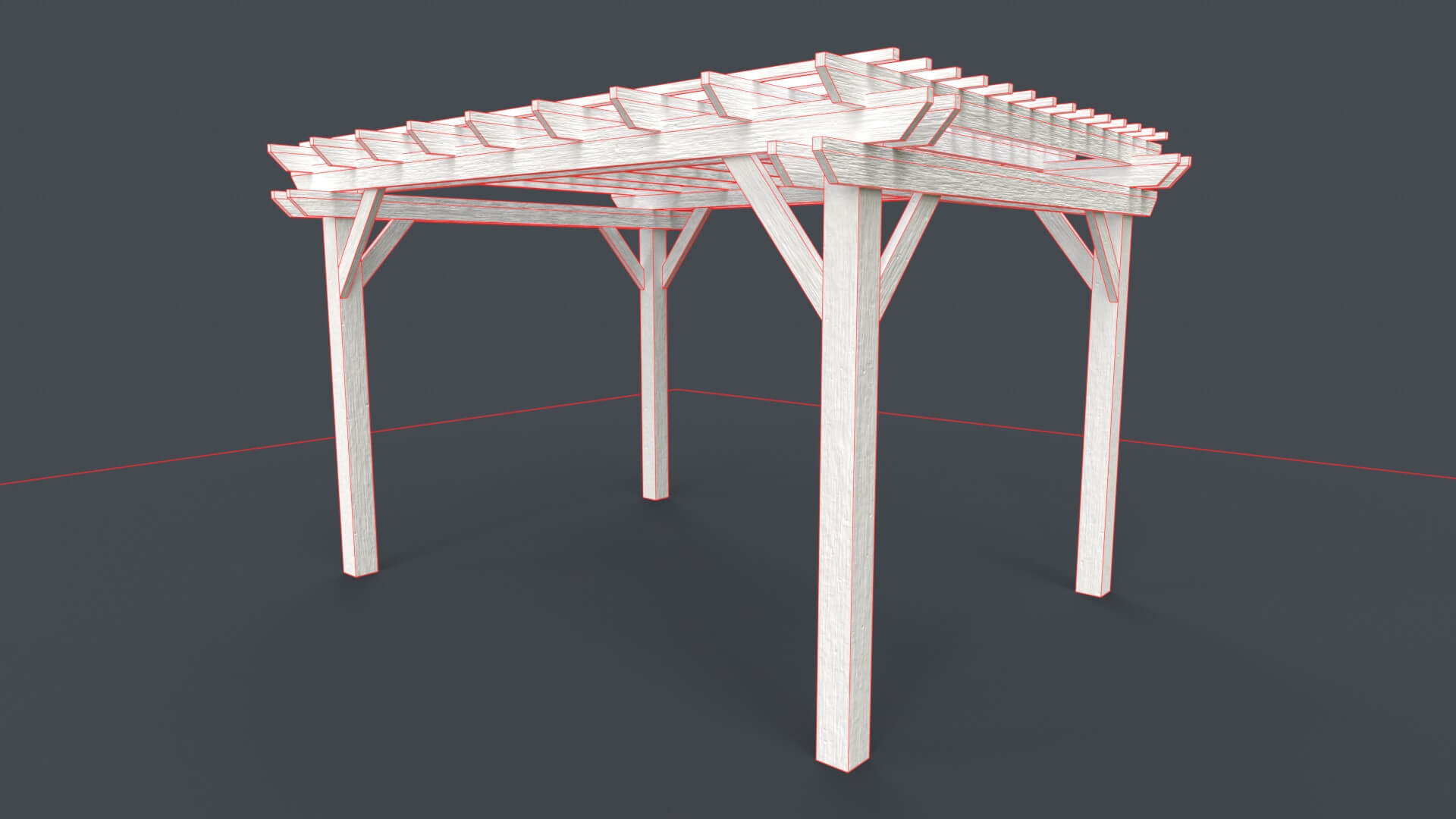 Wooden Pergola Gazebo C3 - 3D Model by PBR Cool