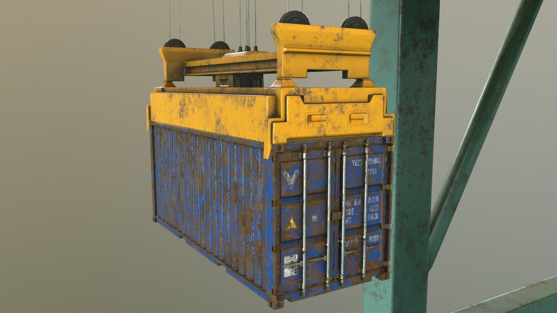 Port Container Crane - Green 3D Model by PBR Cool