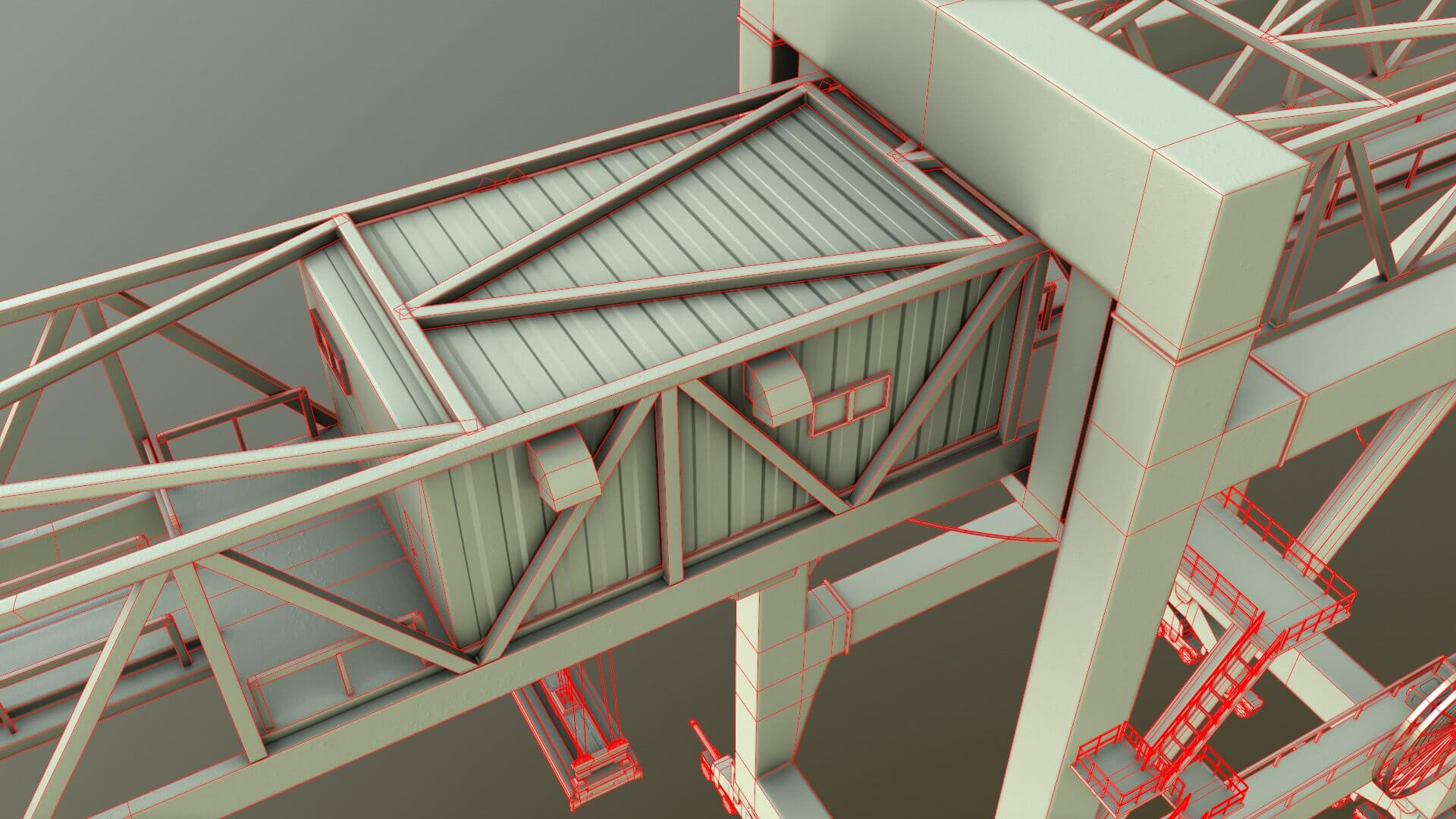 Port Container Crane - Green 3D Model by PBR Cool