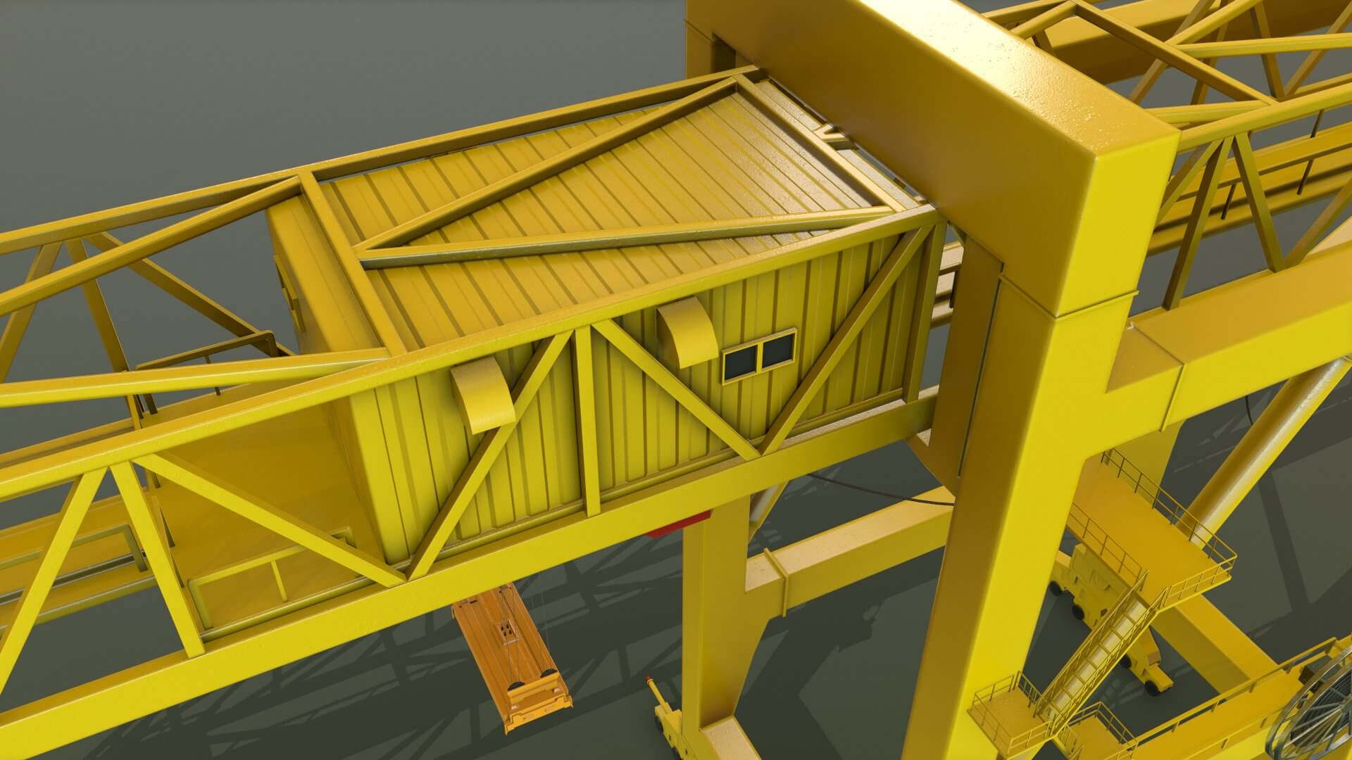 Port Container Crane - Yellow Light 3D Model by PBR Cool