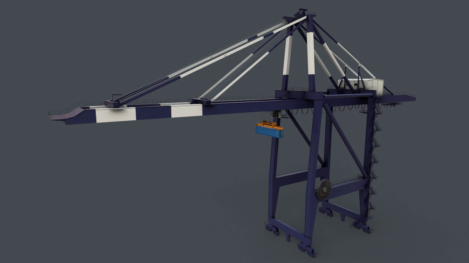 Quayside Container Crane V2 - Blue Dark 3D Model by PBR Cool