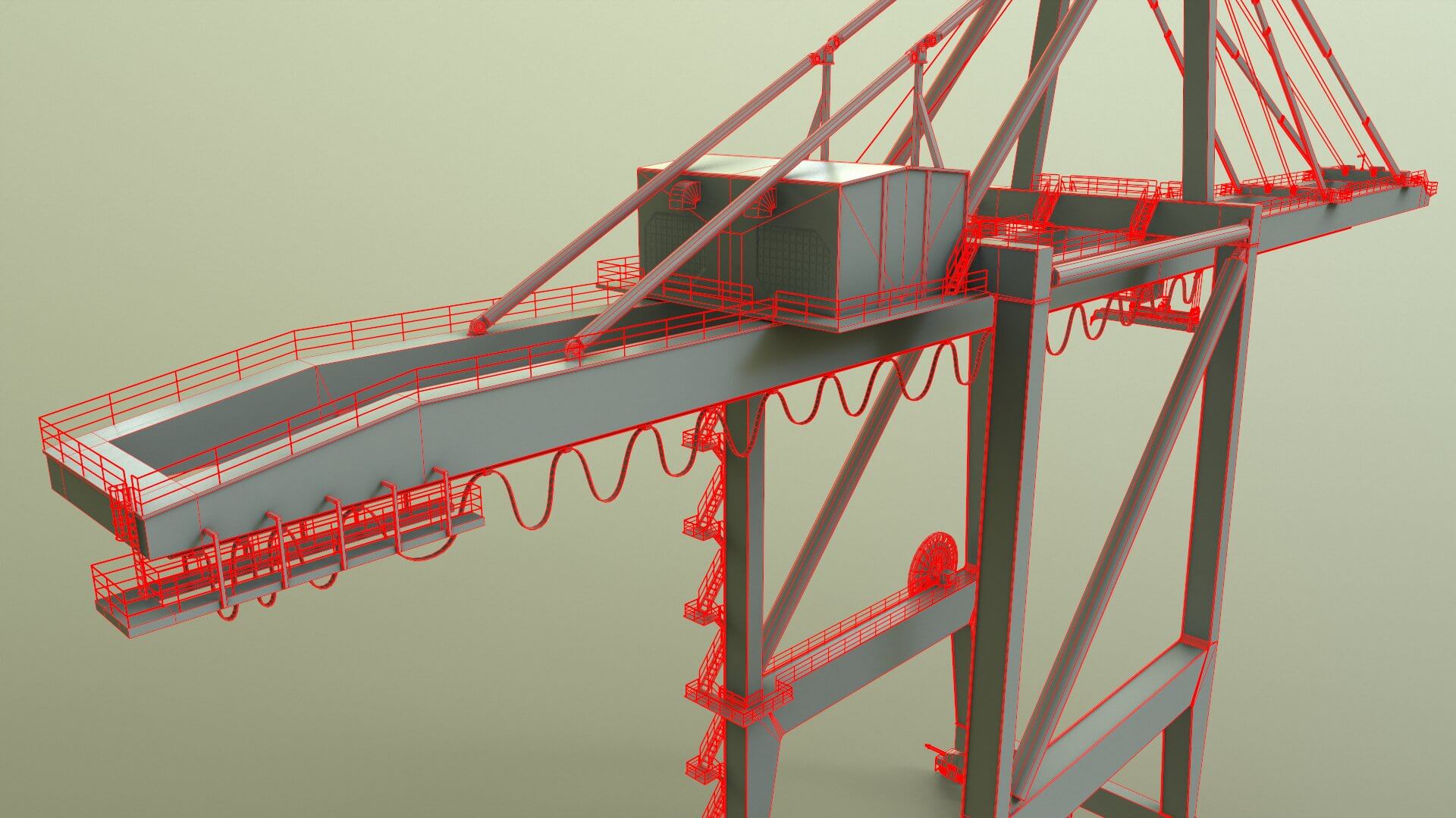 Quayside Container Crane V2 - Blue Light 3D Model by PBR Cool