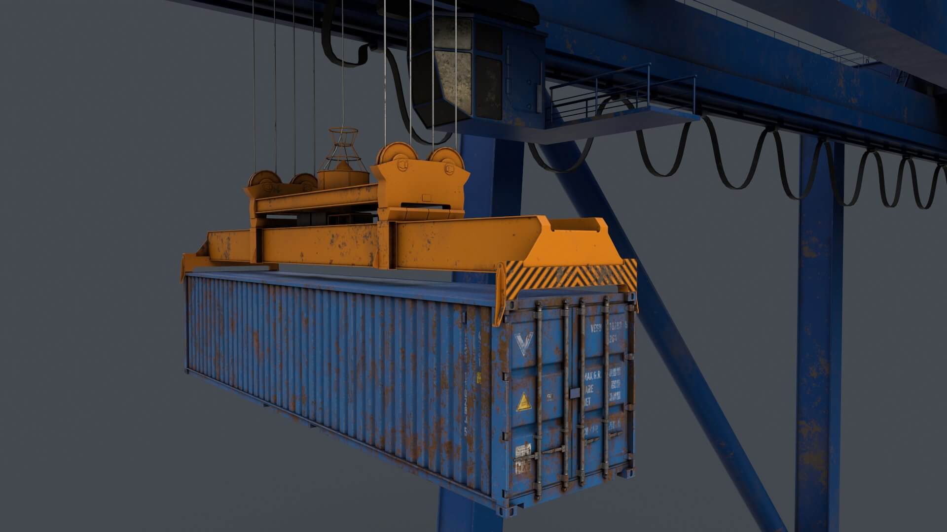 Quayside Container Crane V2 - Blue 3D Model by PBR Cool