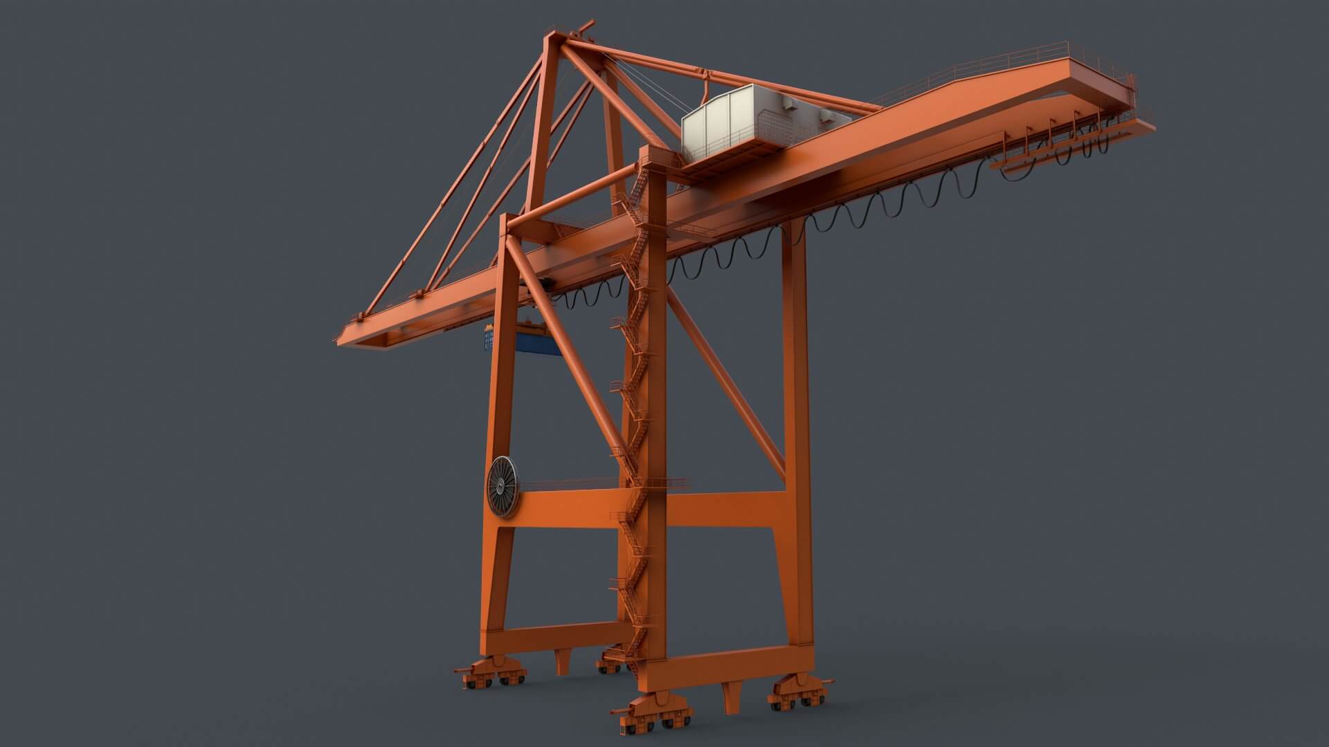 Quayside Container Crane V2 - Orange 3D Model by PBR Cool