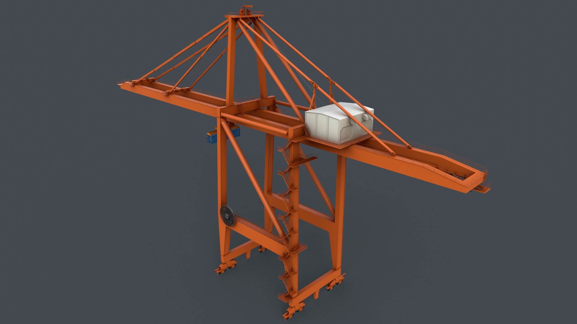 Quayside Container Crane V2 - Orange 3D Model by PBR Cool