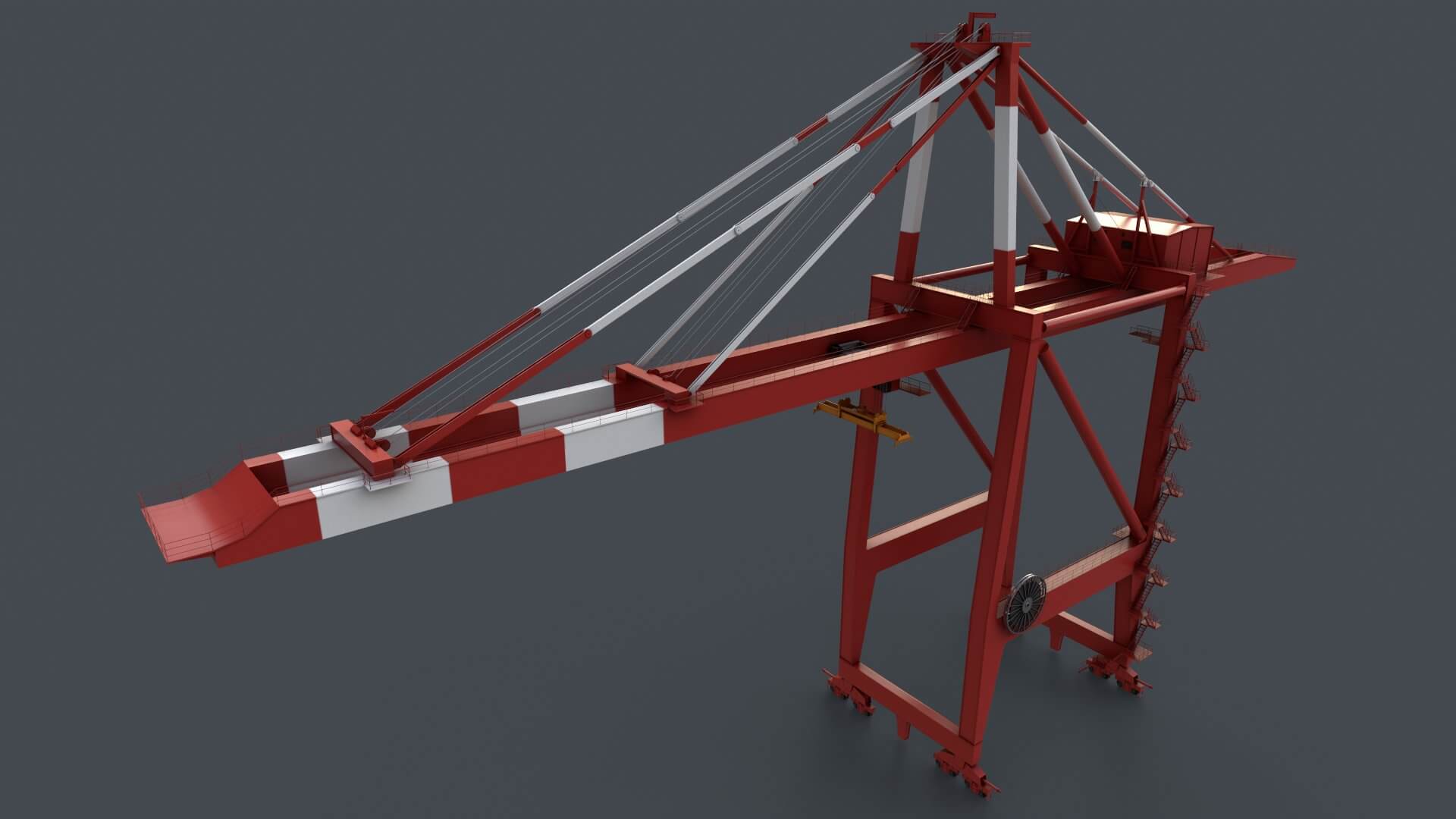 Quayside Container Crane V2 - Red 3D Model by PBR Cool