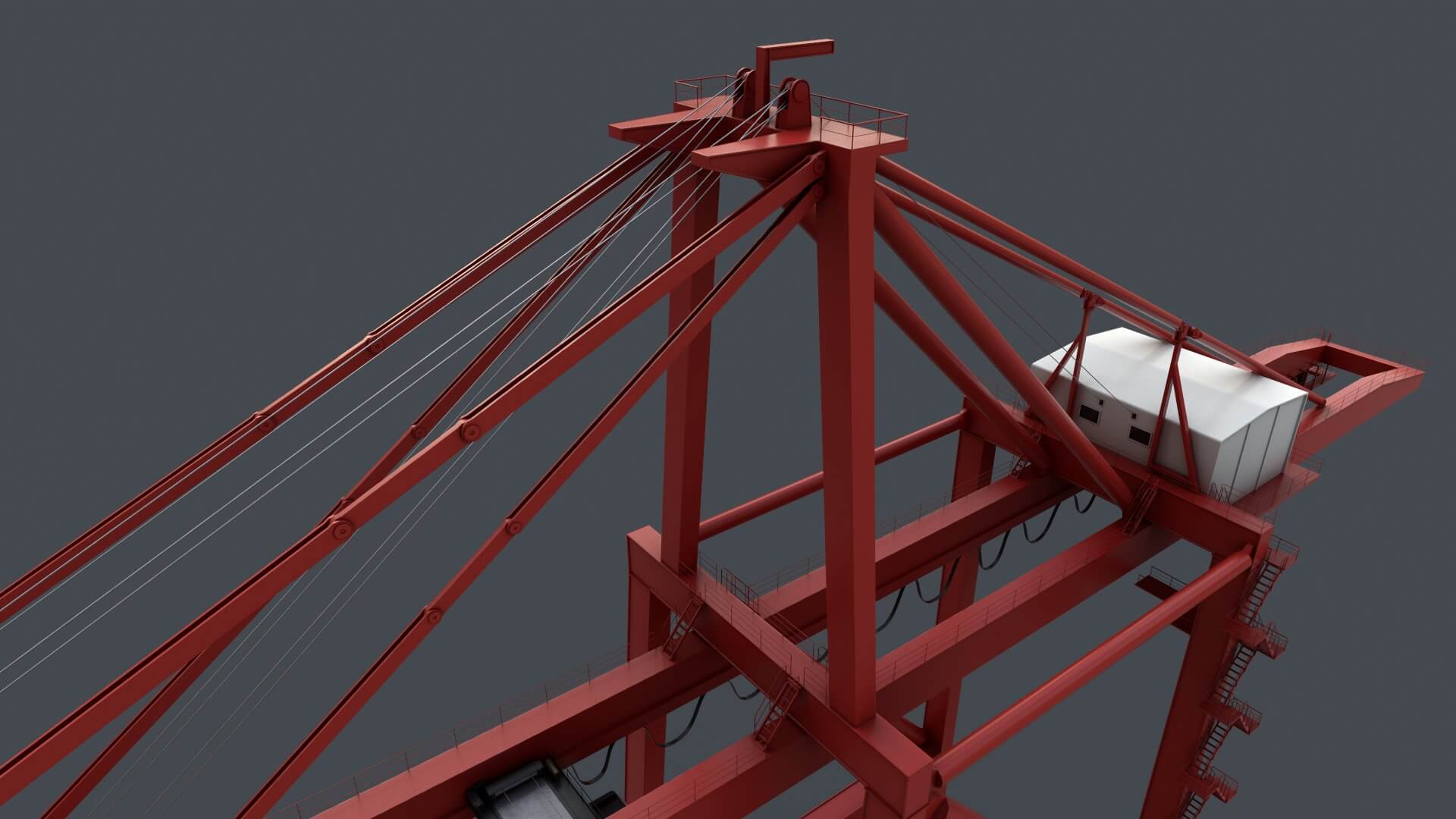 Quayside Container Crane V2 - Red 3D Model by PBR Cool