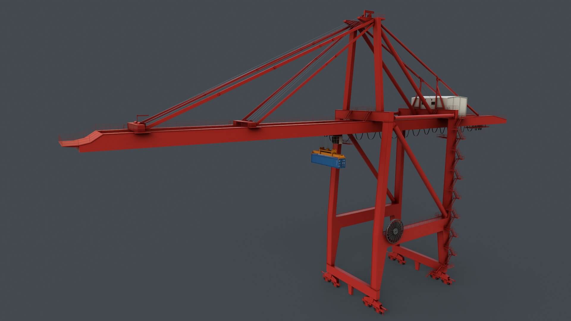 Quayside Container Crane V2 - Red 3D Model by PBR Cool