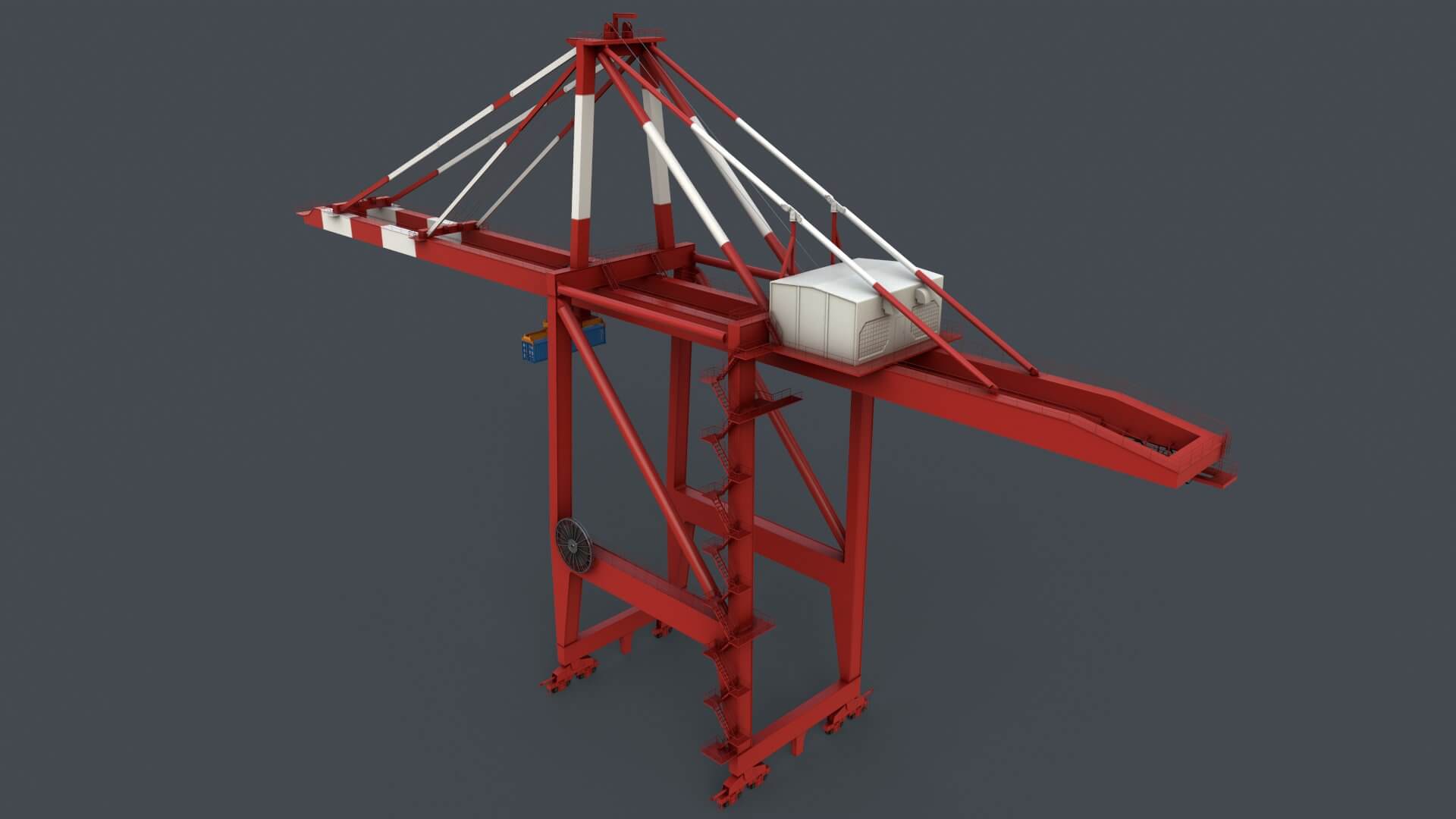 Quayside Container Crane V2 - Red 3D Model by PBR Cool