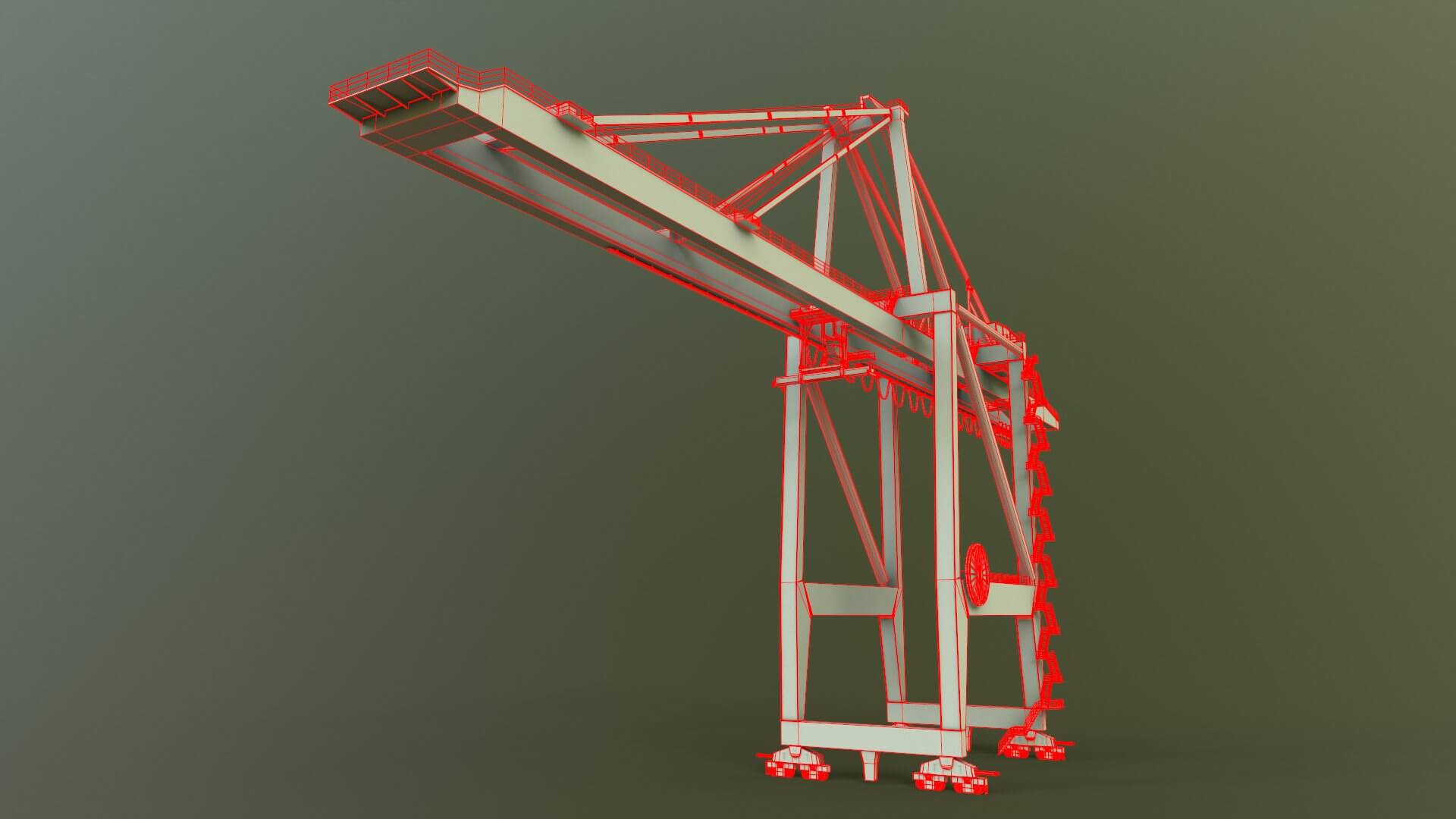 Quayside Container Crane V2 - Red 3D Model by PBR Cool