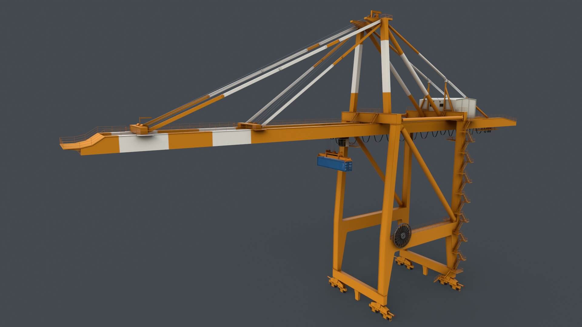 Quayside Container Crane V2 - Yellow Dark 3D Model by PBR Cool
