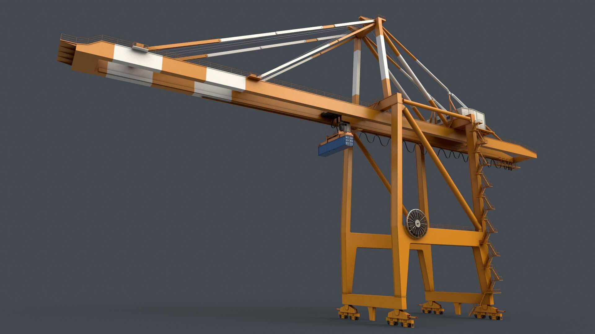 Quayside Container Crane V2 - Yellow Dark 3D Model by PBR Cool