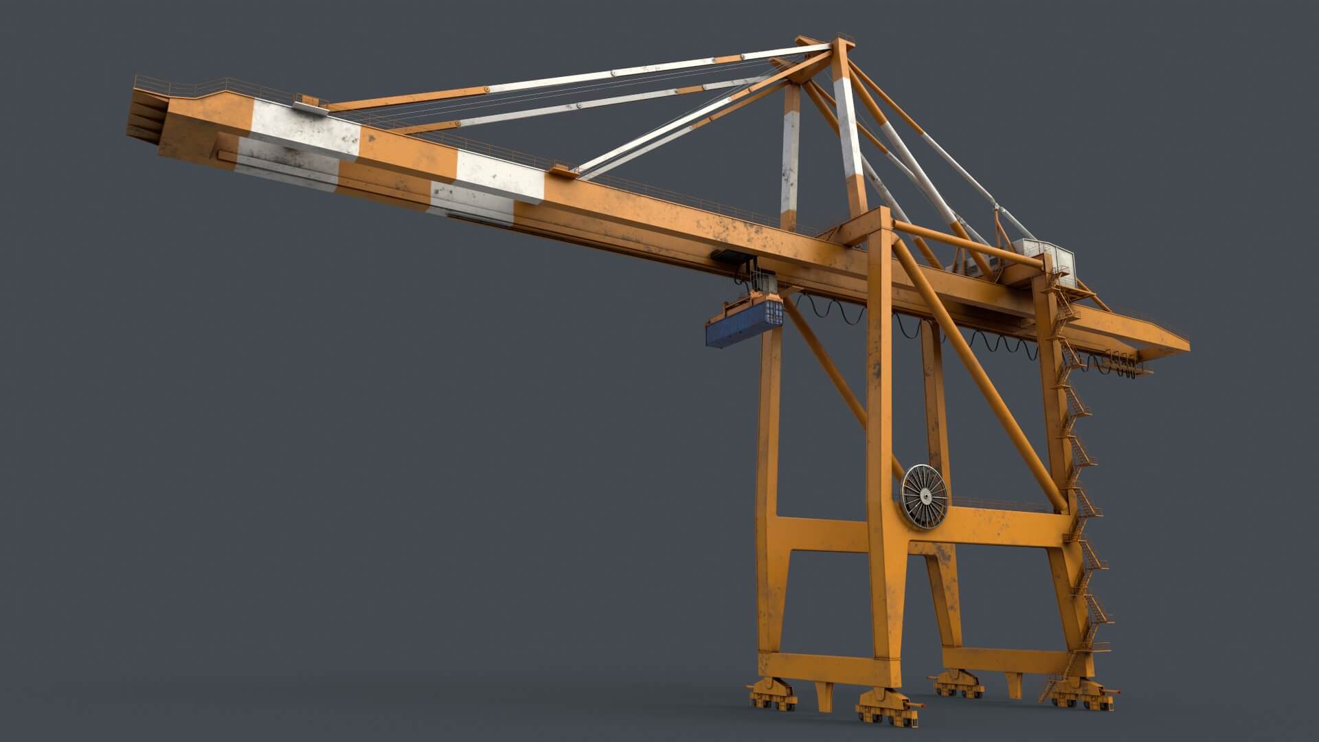 Quayside Container Crane V2 - Yellow Dark 3D Model by PBR Cool