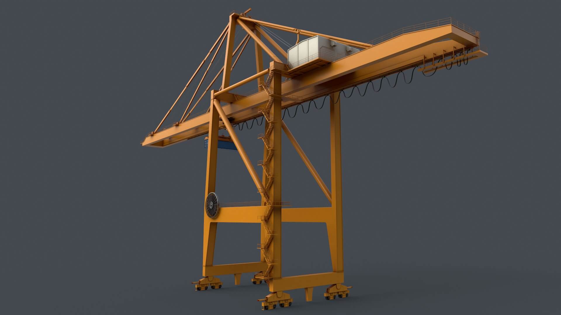 Quayside Container Crane V2 - Yellow Dark 3D Model by PBR Cool