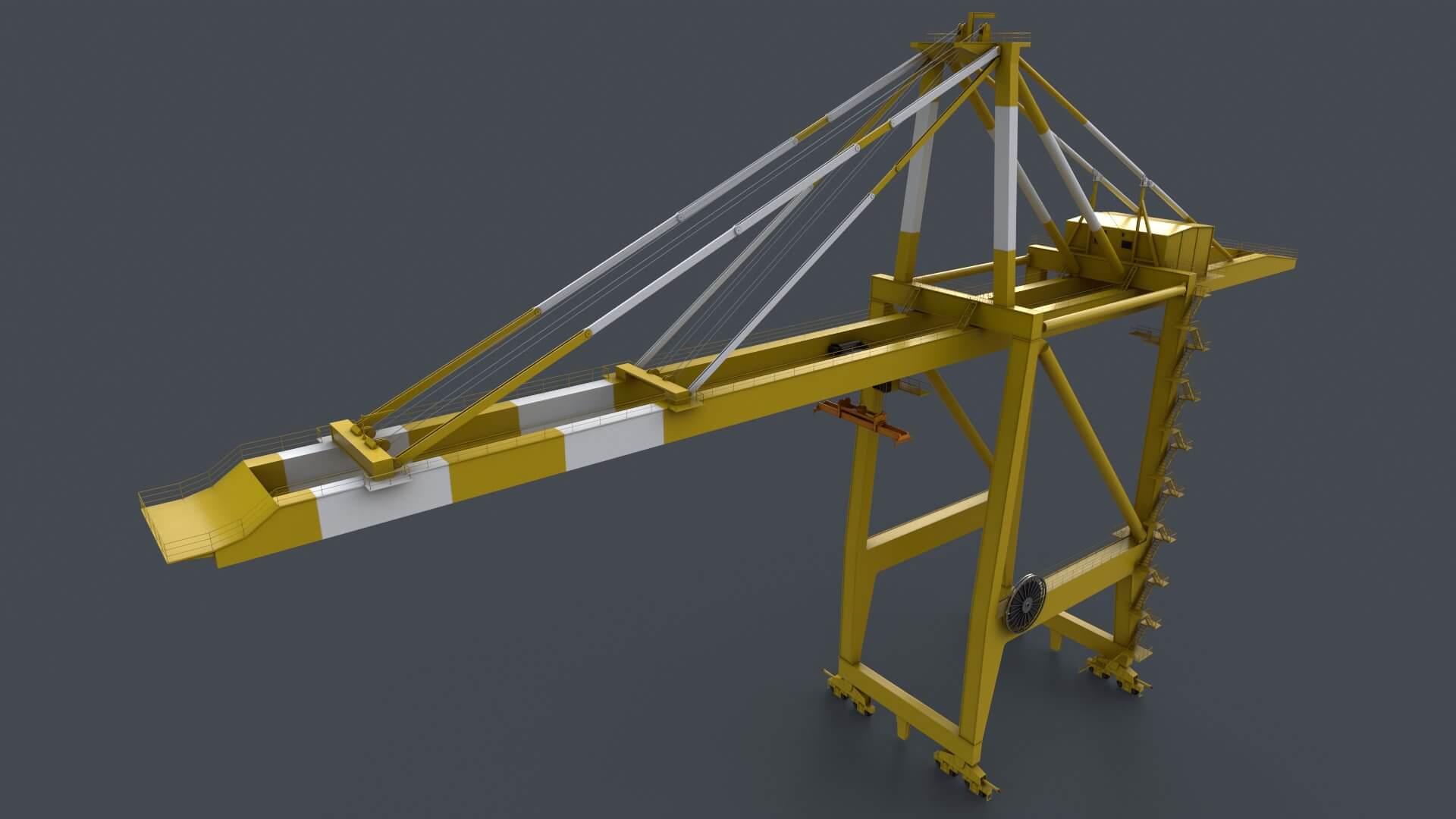 Quayside Container Crane V2 - Yellow Light 3D Model by PBR Cool