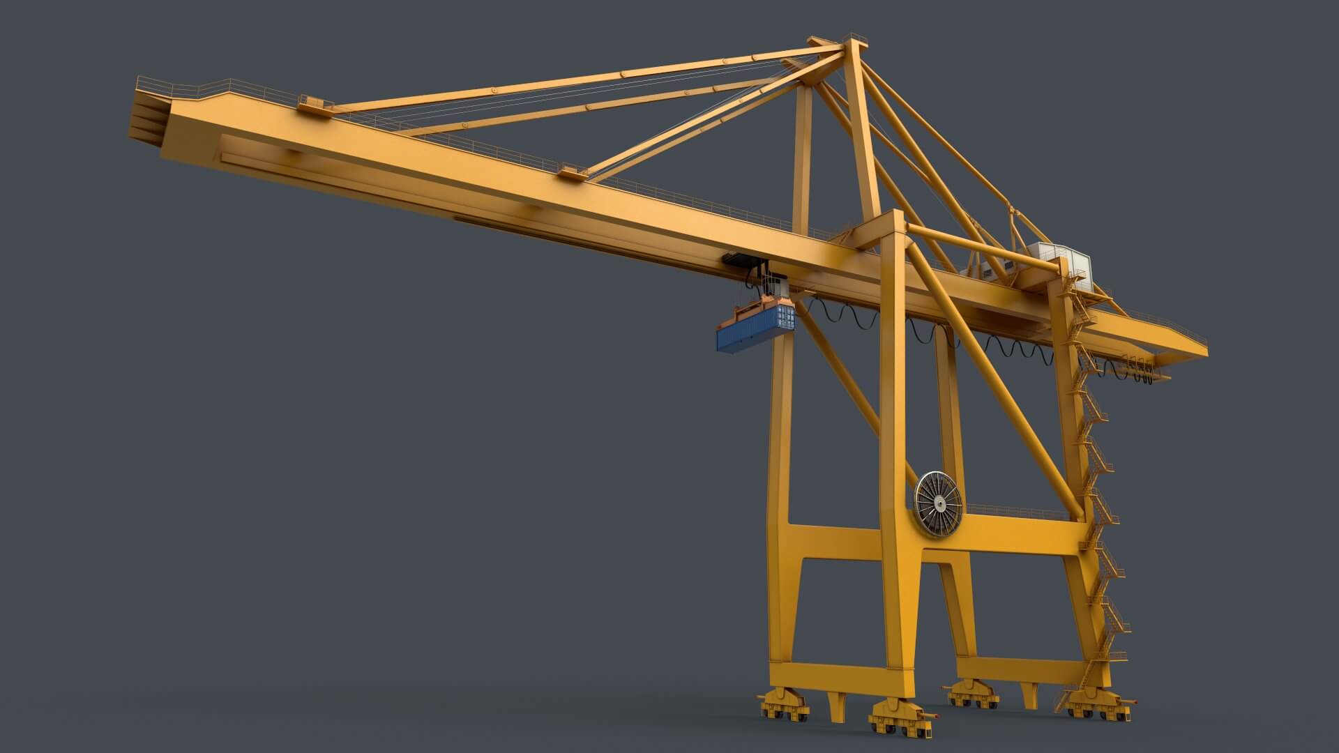 Quayside Container Crane V2 - Yellow 3D Model by PBR Cool