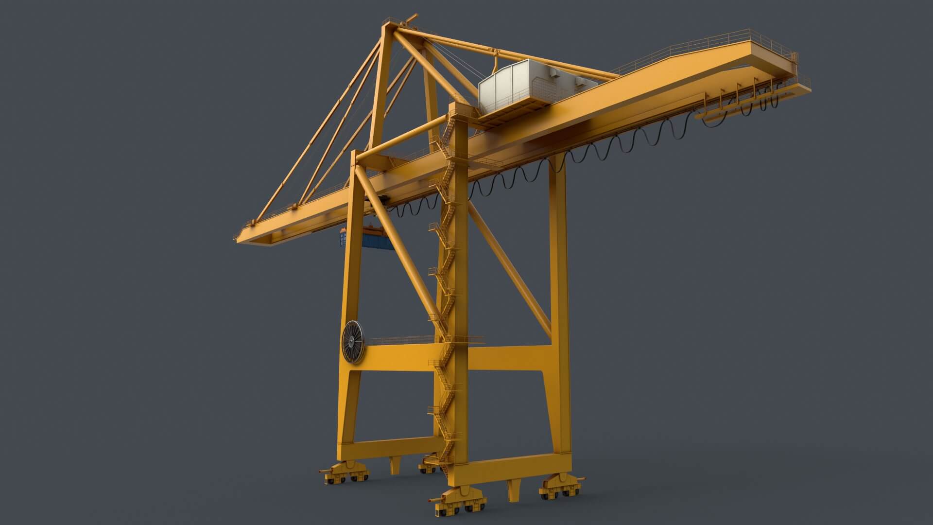 Quayside Container Crane V2 - Yellow 3D Model by PBR Cool