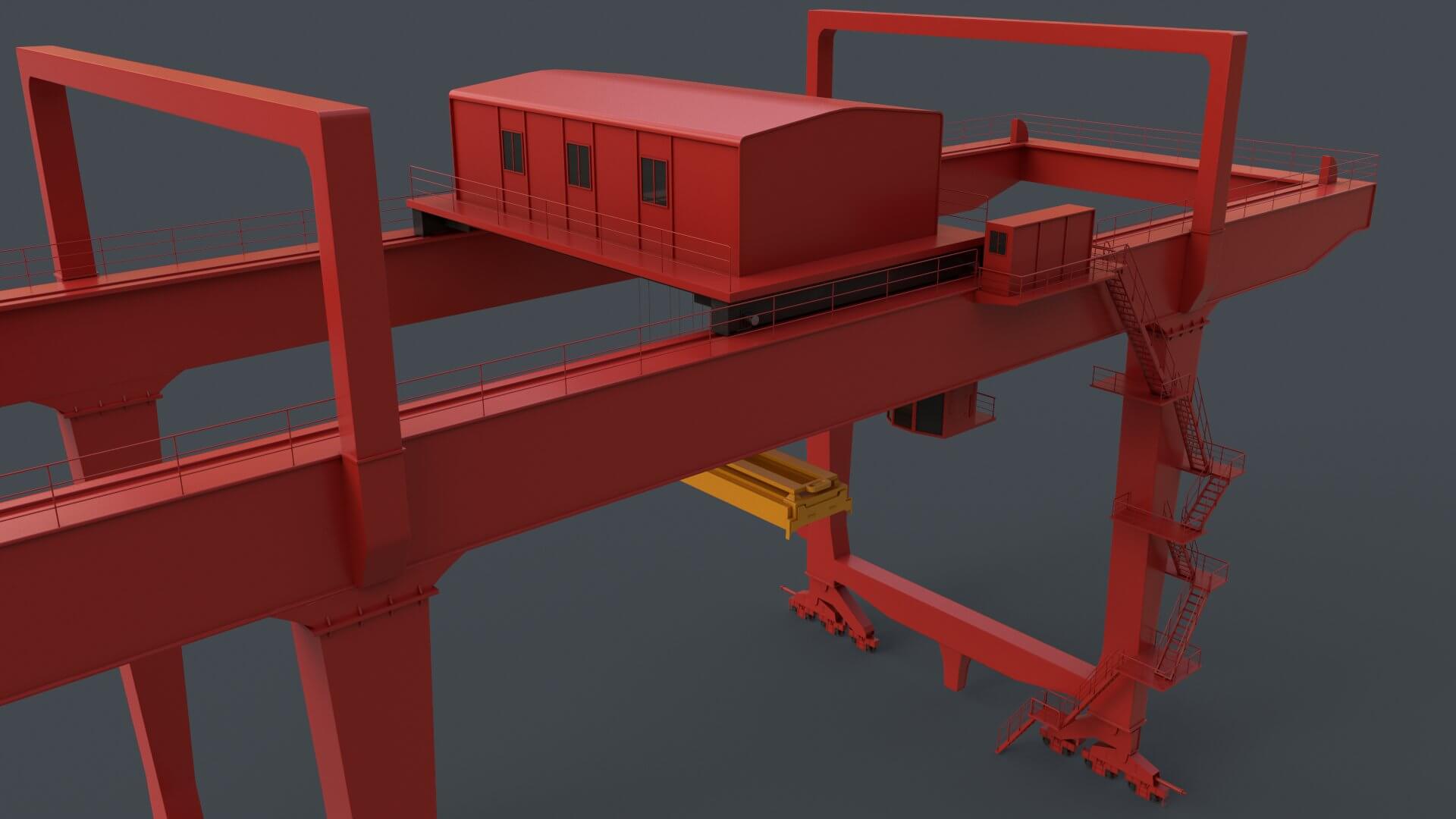 Rail Mounted Gantry Crane RMG V1 - Red 3D Model by PBR Cool