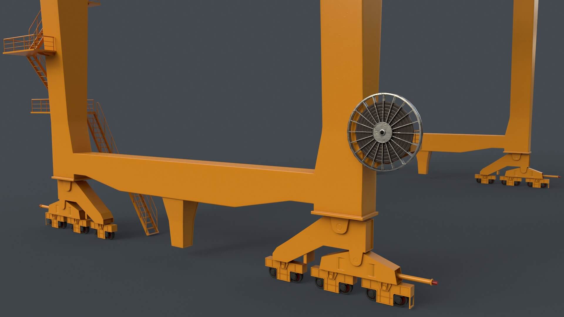 Rail Mounted Gantry Crane RMG V1 - Yellow Dark 3D Model by PBR Cool