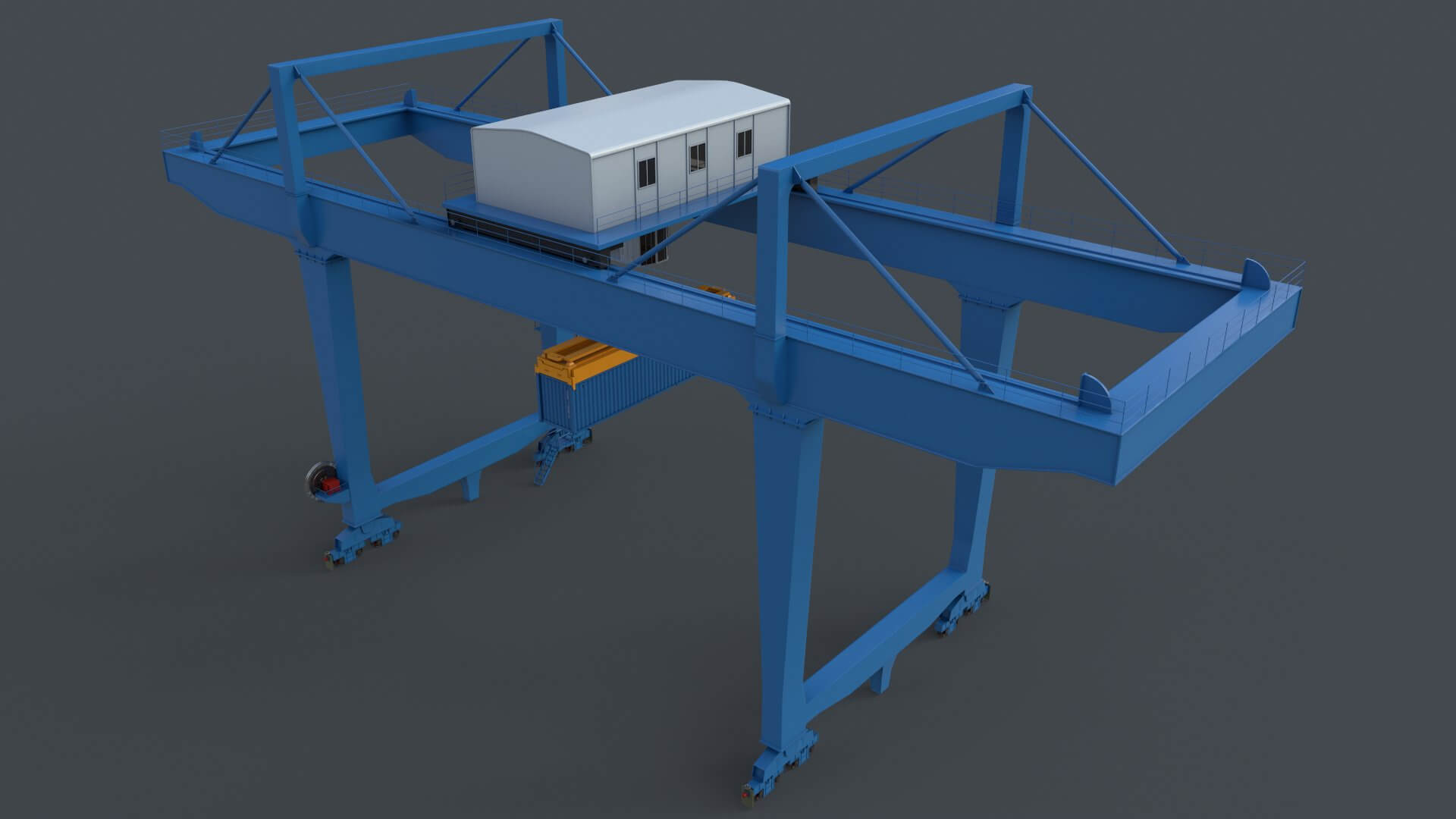 Rail Mounted Gantry Crane RMG V2 - Blue Light 3D Model by PBR Cool