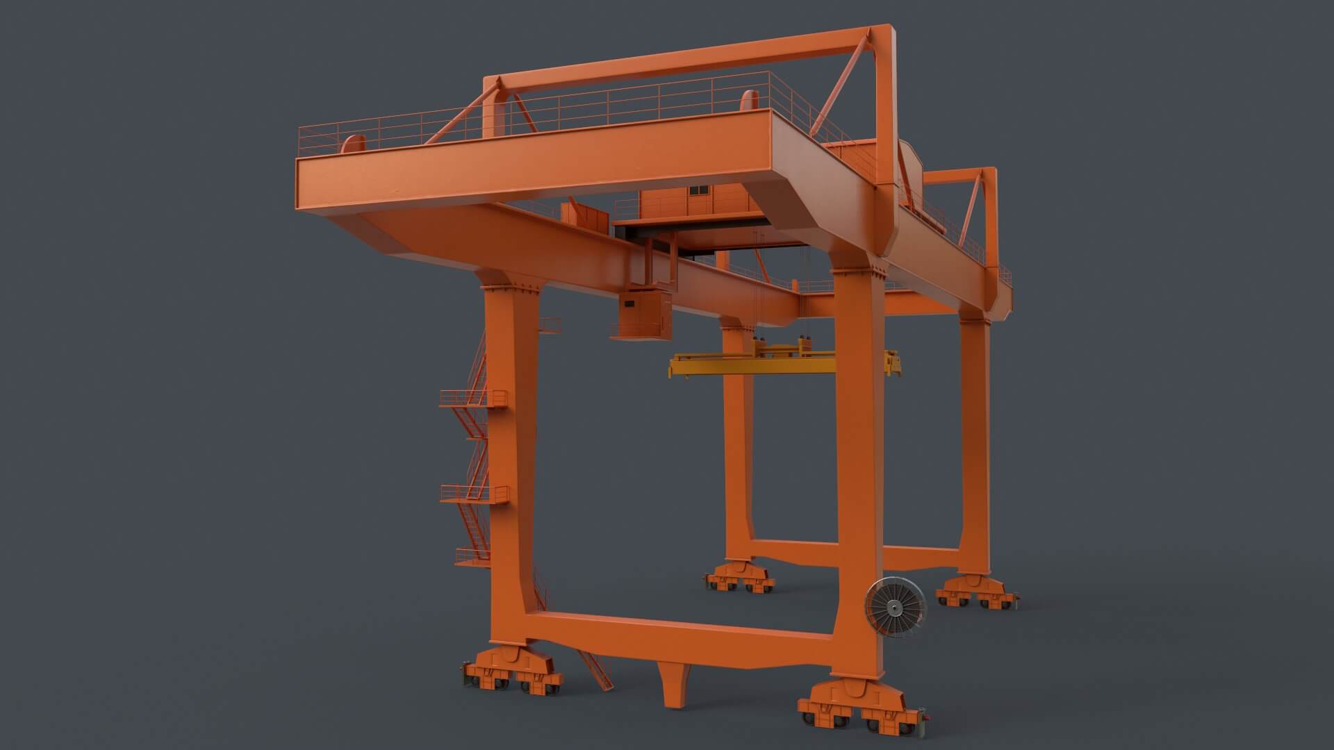 Rail Mounted Gantry Crane RMG V2 - Orange 3D Model by PBR Cool