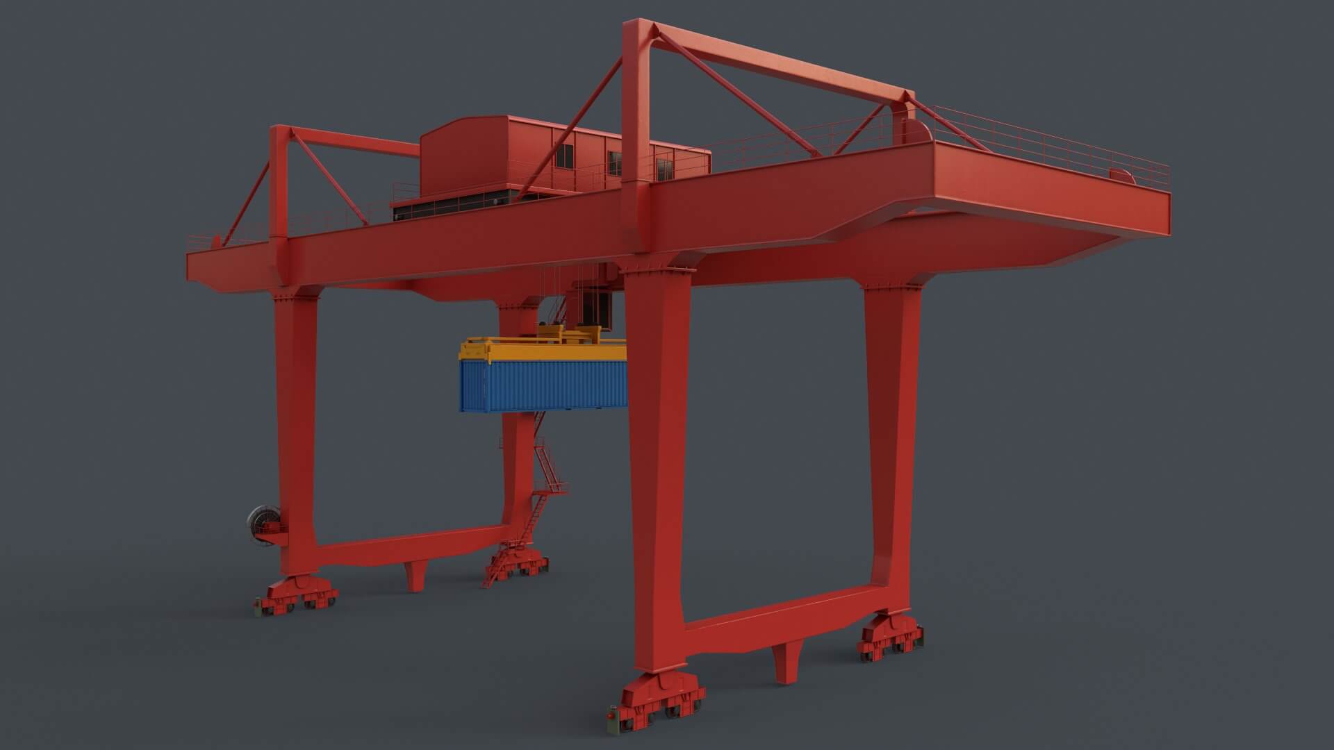 Rail Mounted Gantry Crane RMG V2 - Red 3D Model by PBR Cool