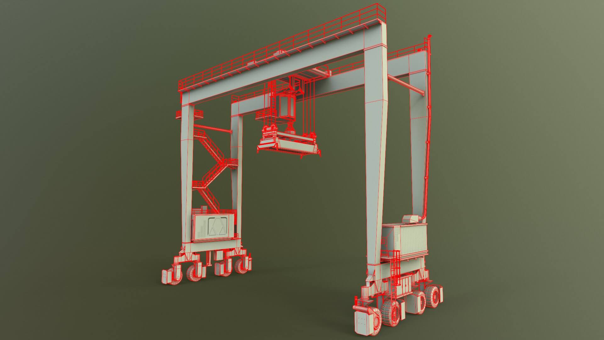 Rubber Tyred Gantry Crane RTG V1 - Black 3D Model by PBR Cool