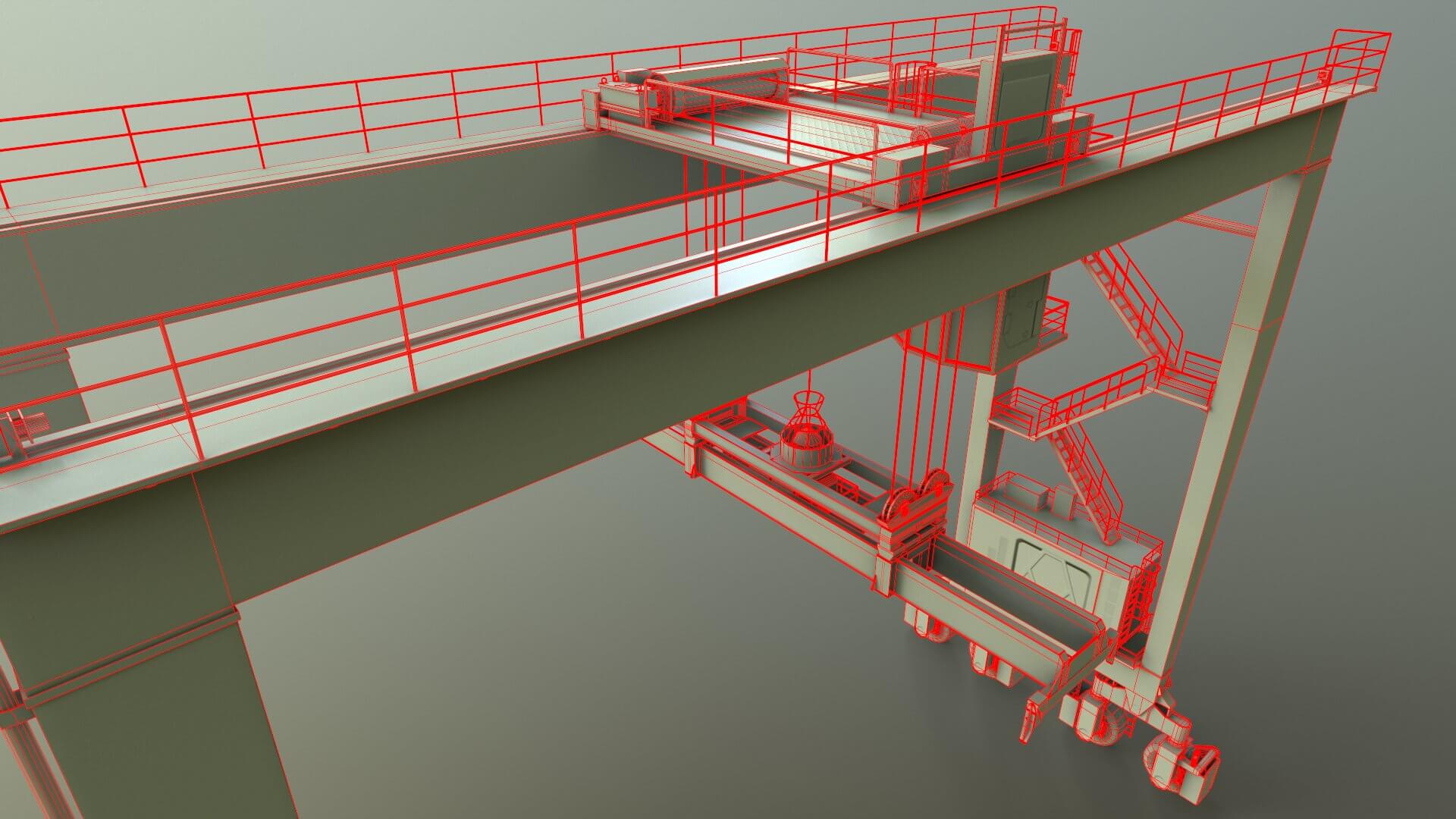 Rubber Tyred Gantry Crane RTG V2 - Blue - 3D Model by PBR Cool