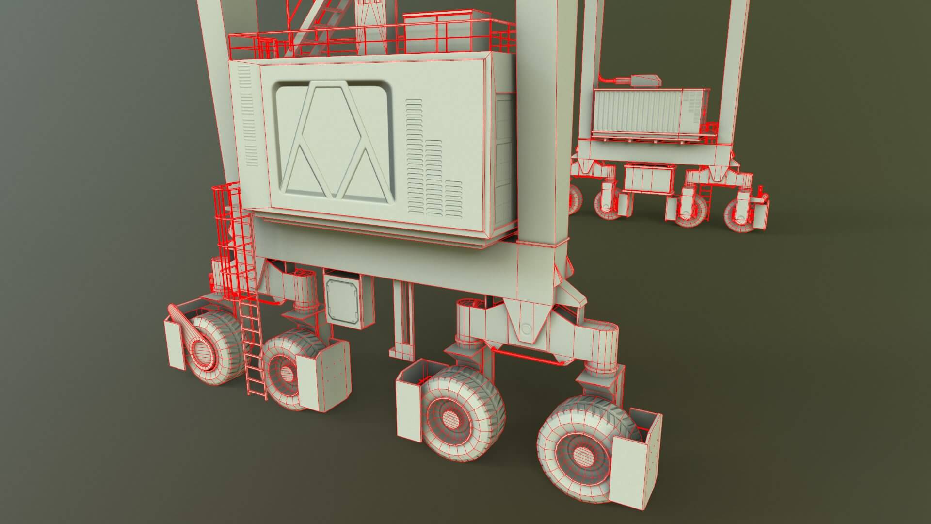 Rubber Tyred Gantry Crane RTG V2 - Orange 3D Model by PBR Cool