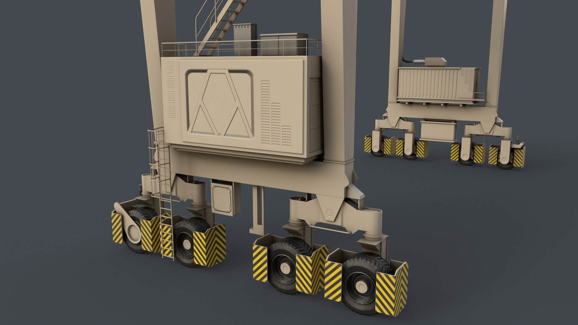 Rubber Tyred Gantry Crane RTG V2 - White 3D Model by PBR Cool