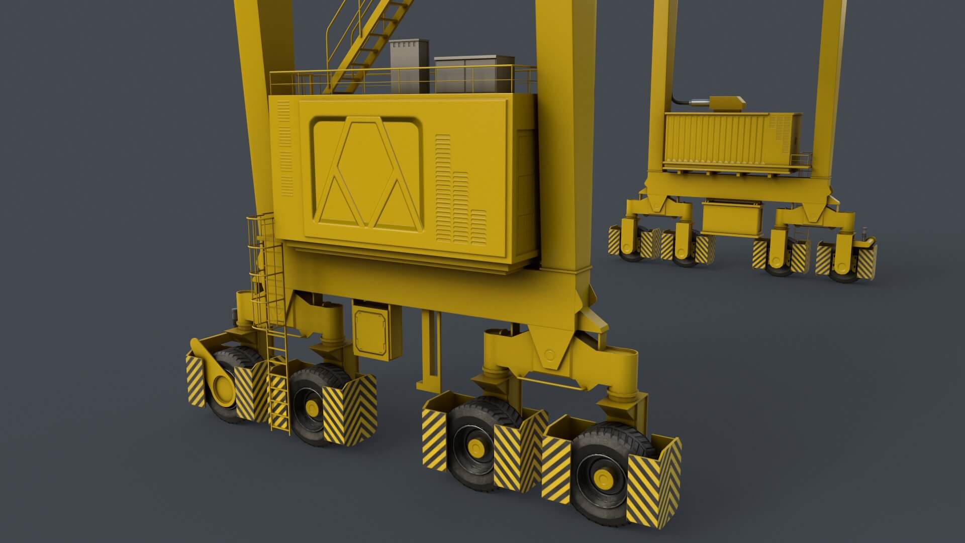 Rubber Tyred Gantry Crane RTG V2 - Yellow Light 3D Model by PBR Cool